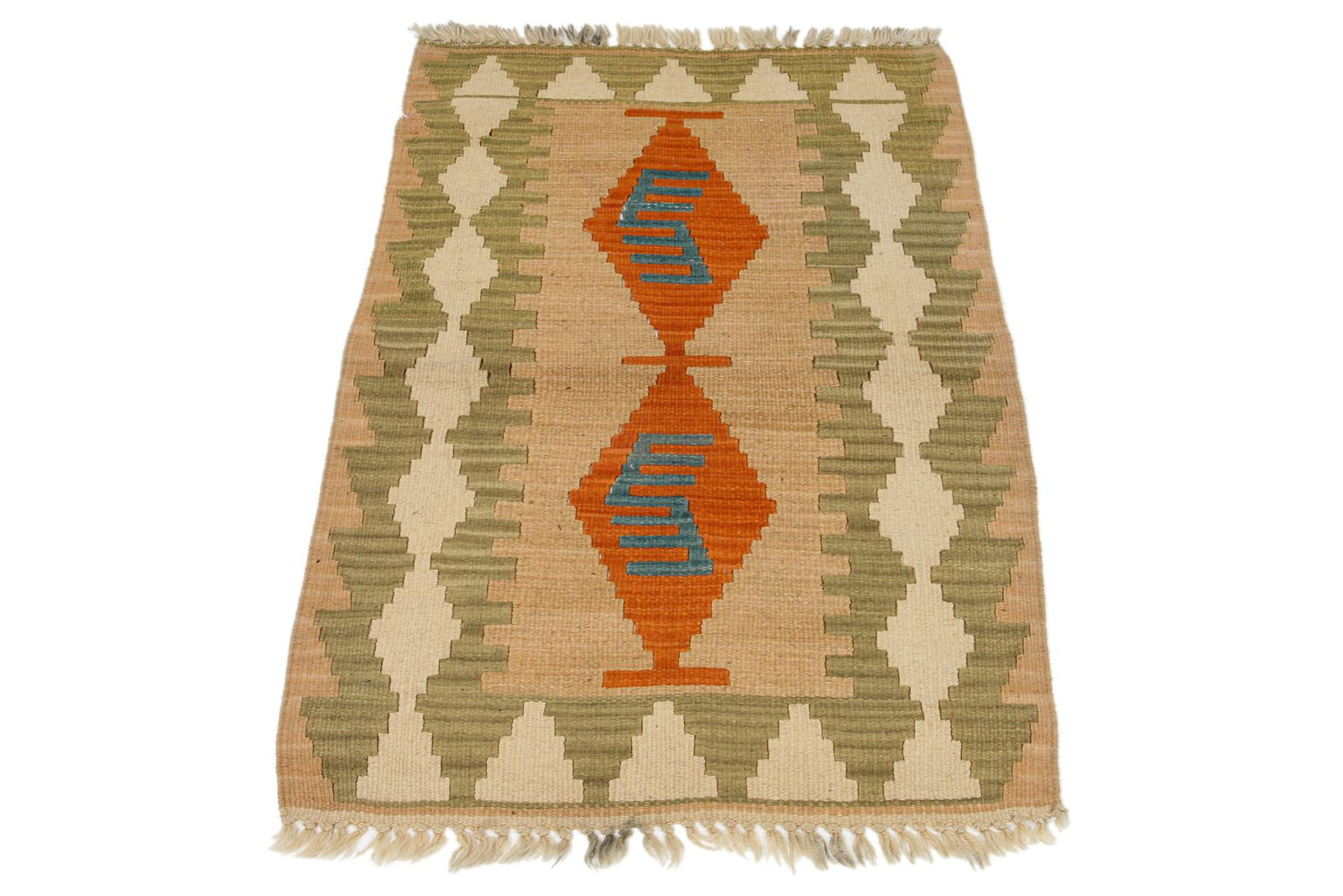 Home and Rugs 2x3 Orange and Green Turkish Tribal Rug | Wayfair