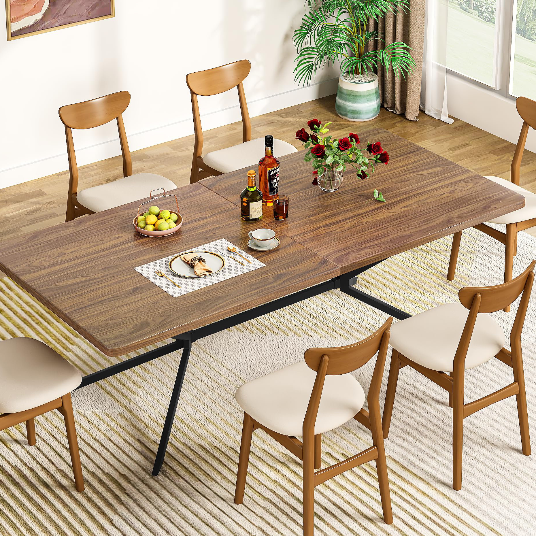17 Stories 6-Person Modern Dining Table: Wood Table | Multi-Functional ...