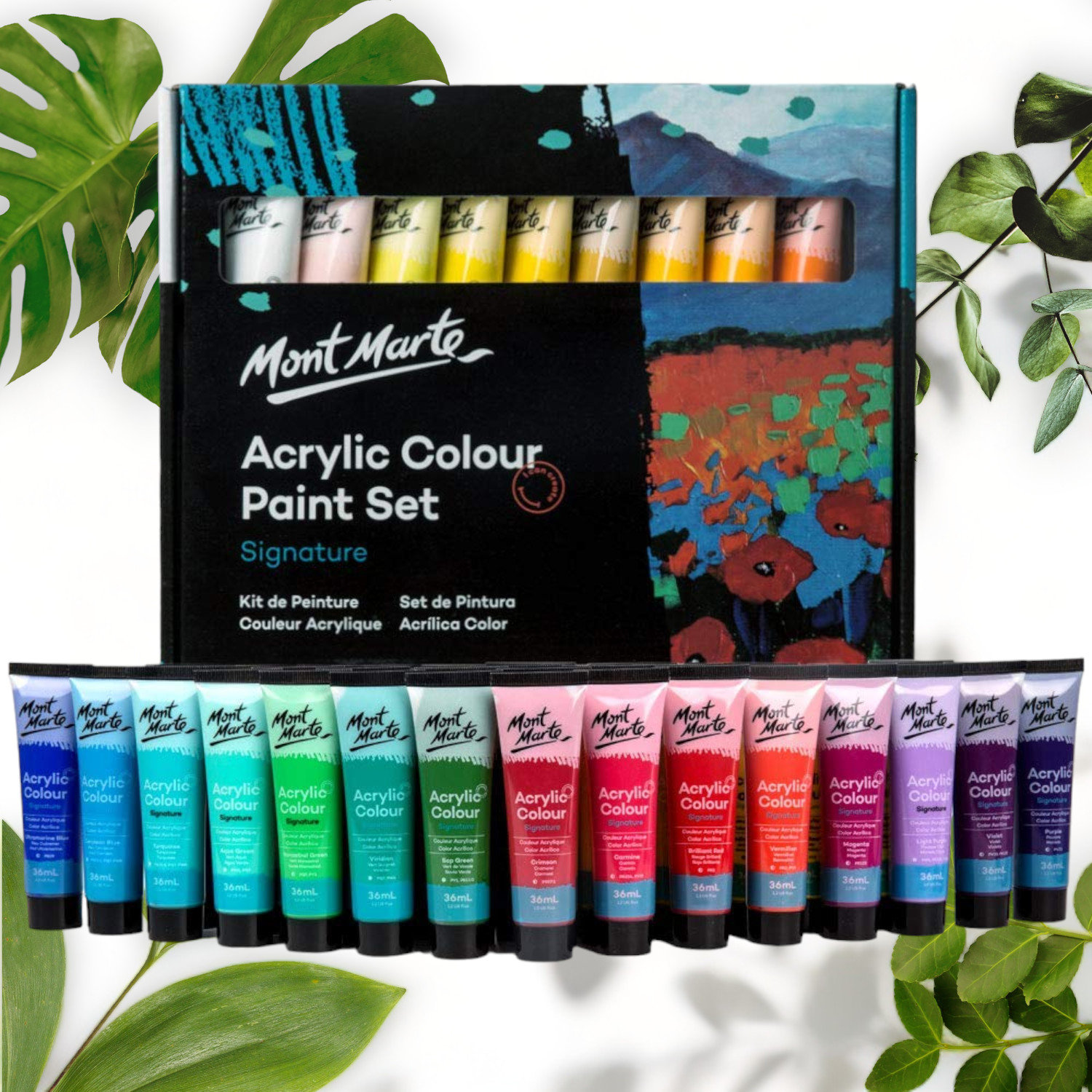 BRBCA 36-Color Acrylic Paint Set 36ml Tubes Semi-Matte Finish | Wayfair