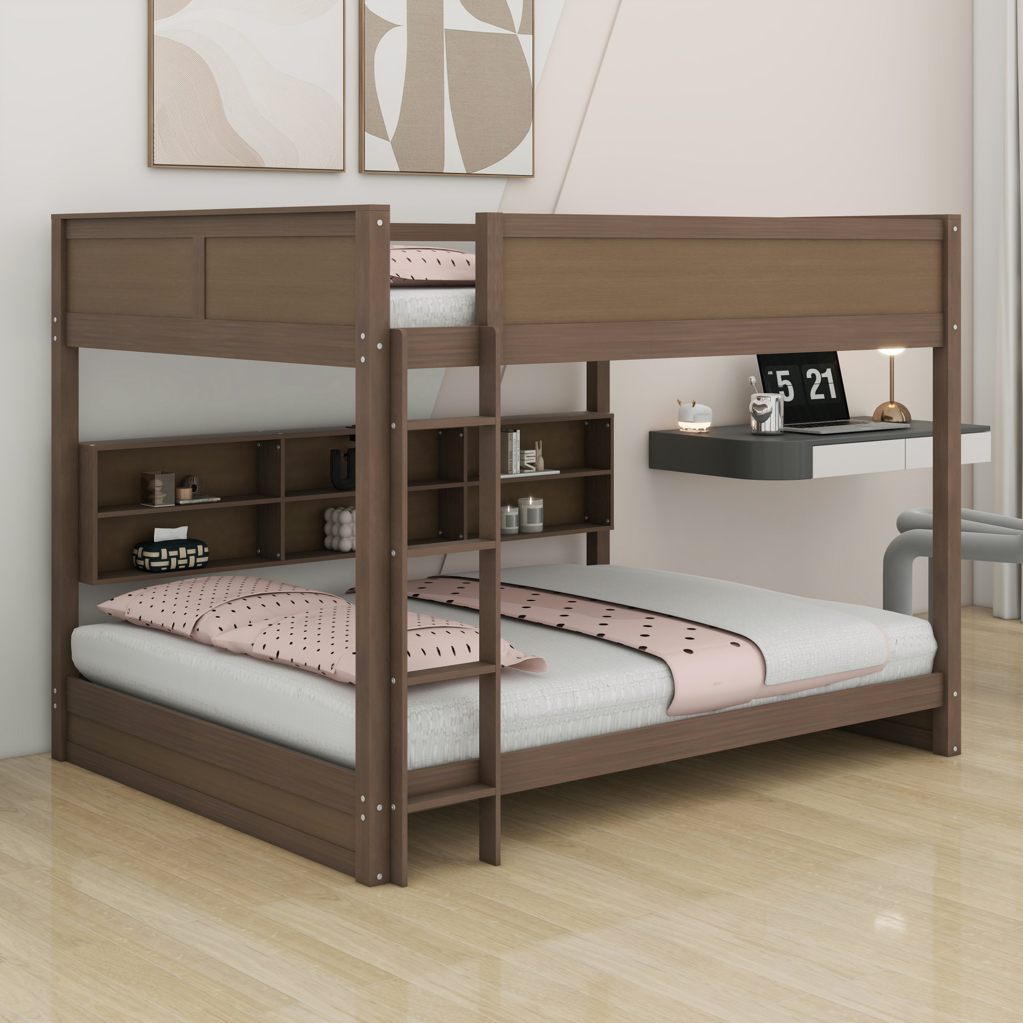 Latitude Run® Bunk Bed With Storage Cabinets And USB Ports | Wayfair