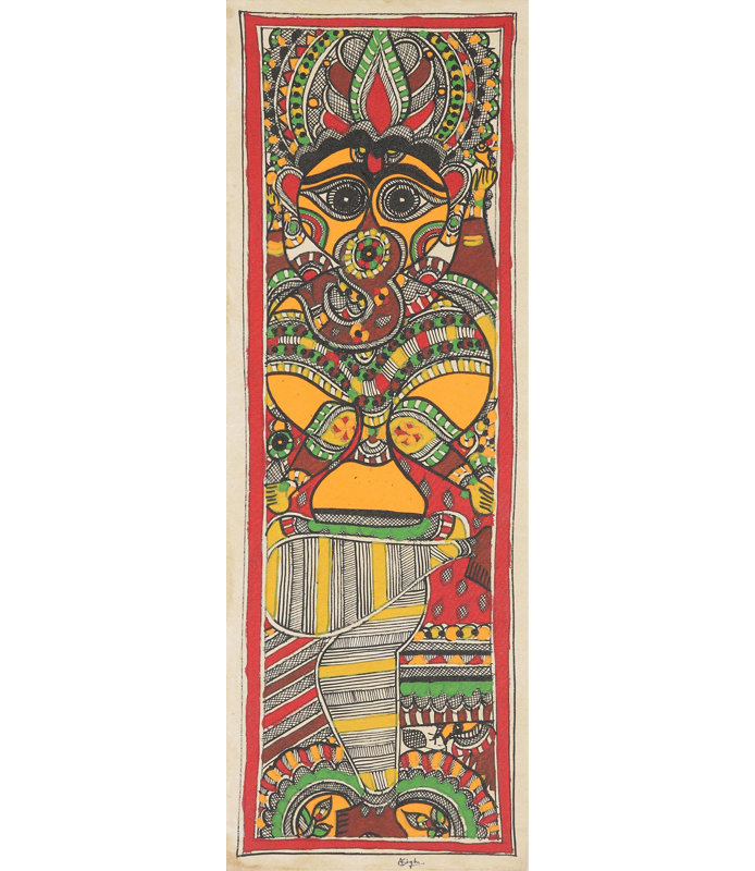 Bungalow Rose Handmade Lord Ganesha In Lalitasana Madhubani Painting ...