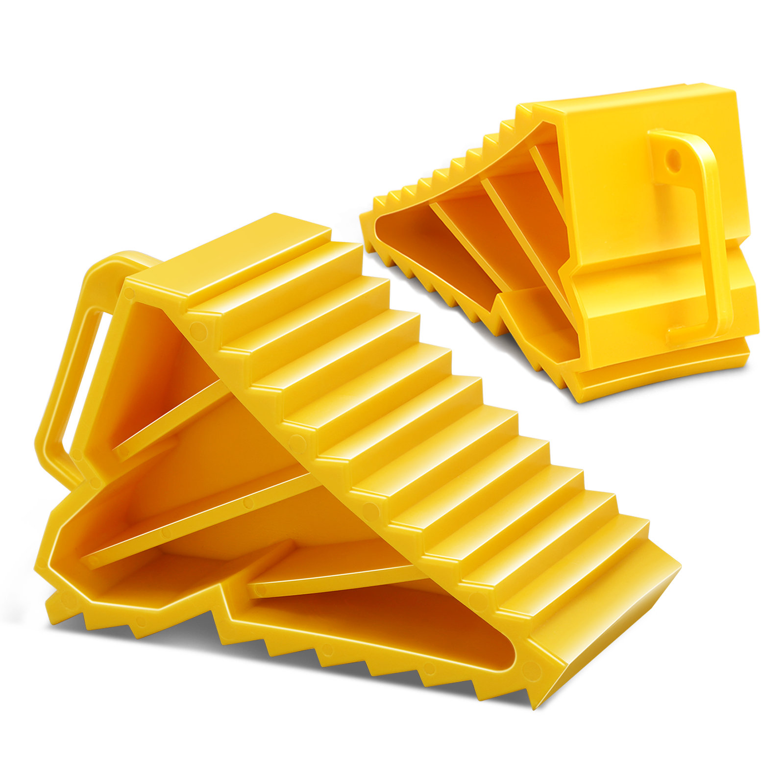 Magshion 2-Pack Yellow Wheel Chocks Handle 5.72"L Hard Plastic Tire ...