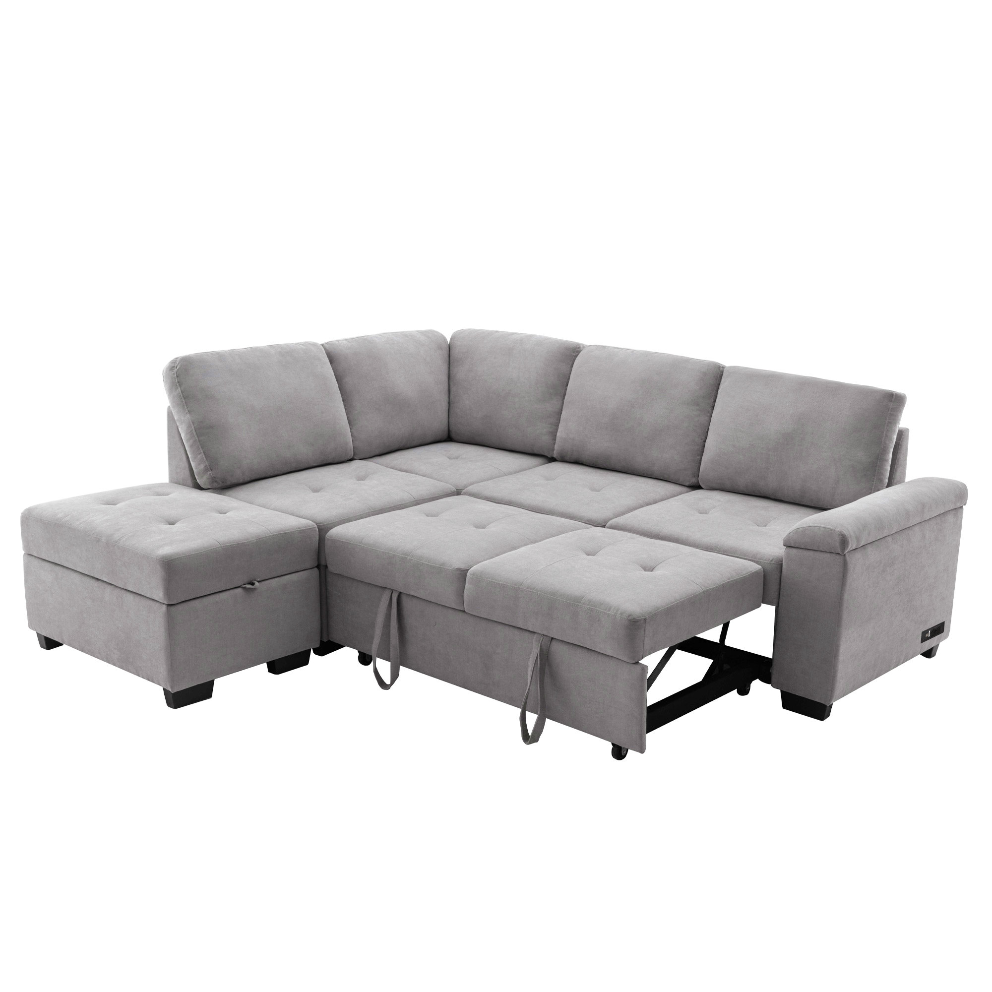 Red Barrel Studio® Sleeper Sectional Sofa, L-Shape Corner Couch Sofa ...