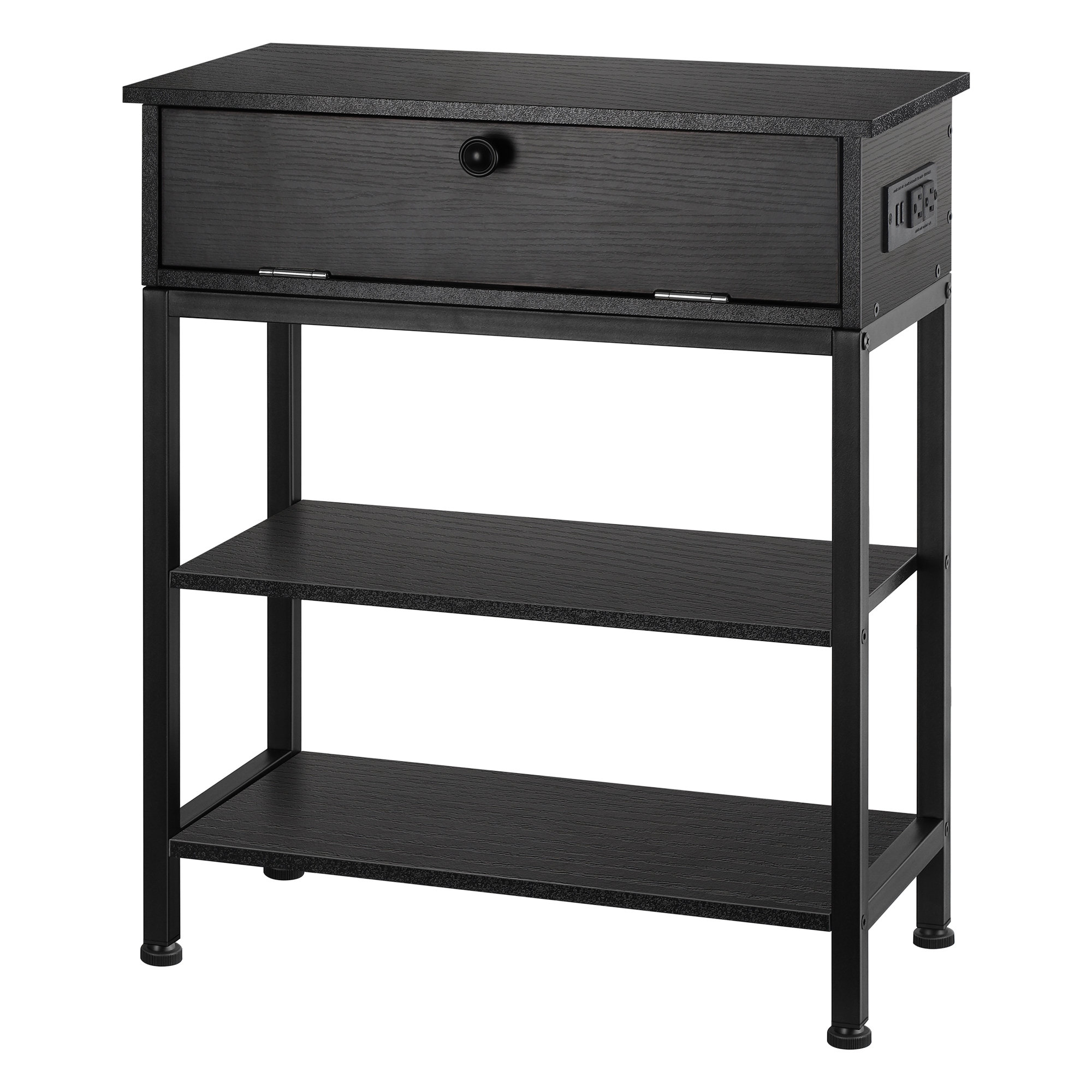 Winston Porter Table de bout noire avec station de charge Table d ...