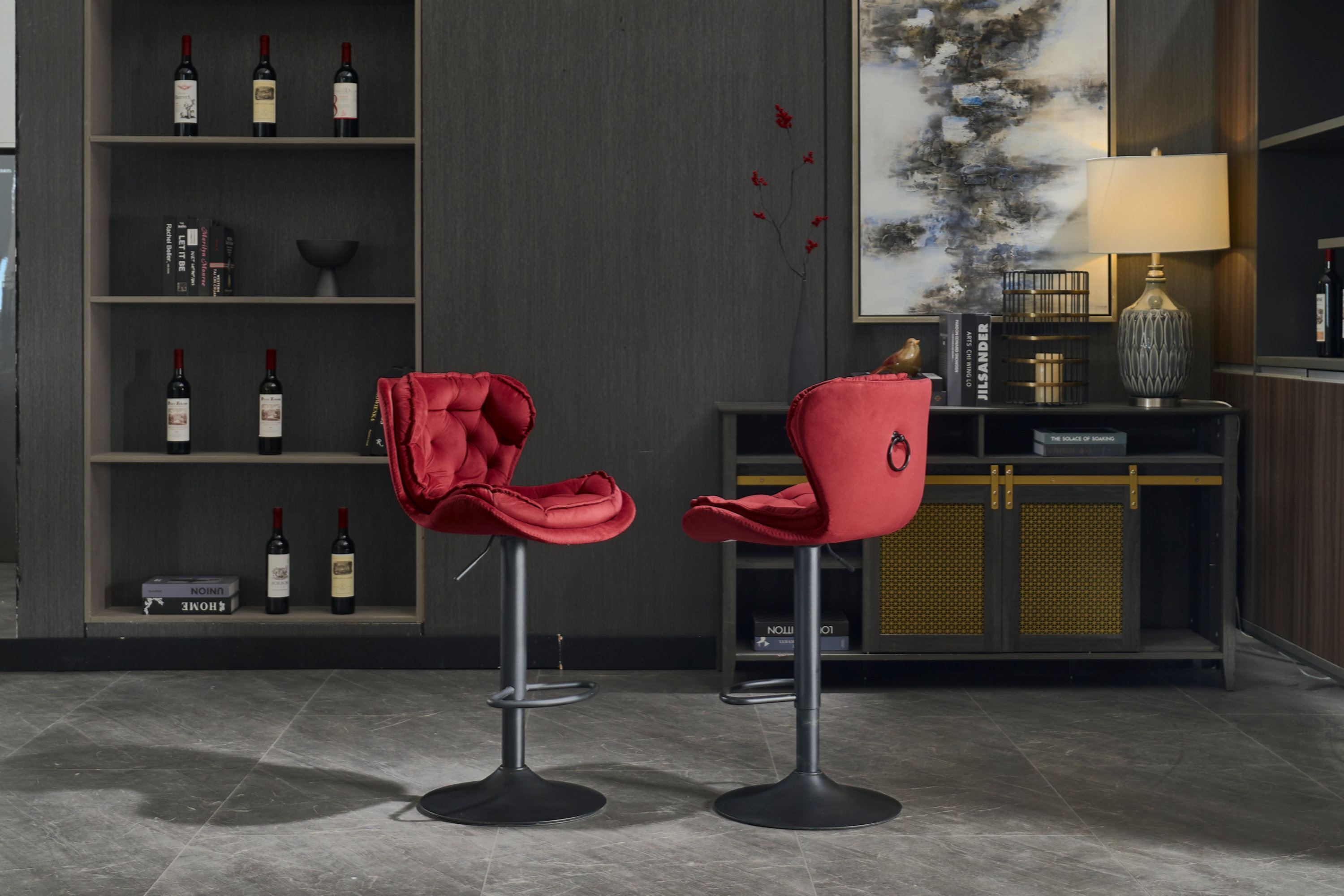 House of Hampton® Set Of 2 Bar Stools With Powder Footrest And Base ...