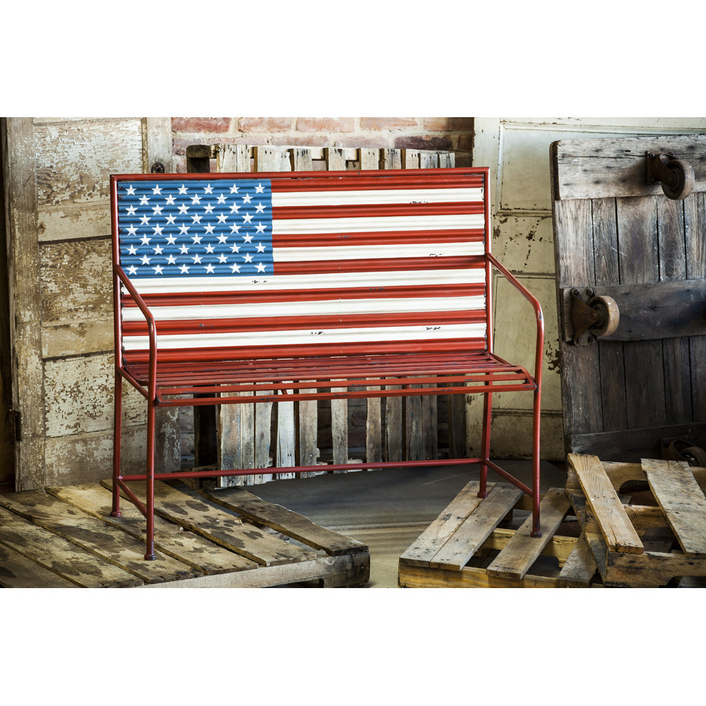 Red Barrel Studio® American Flag Corrugated Metal Garden Bench | Wayfair