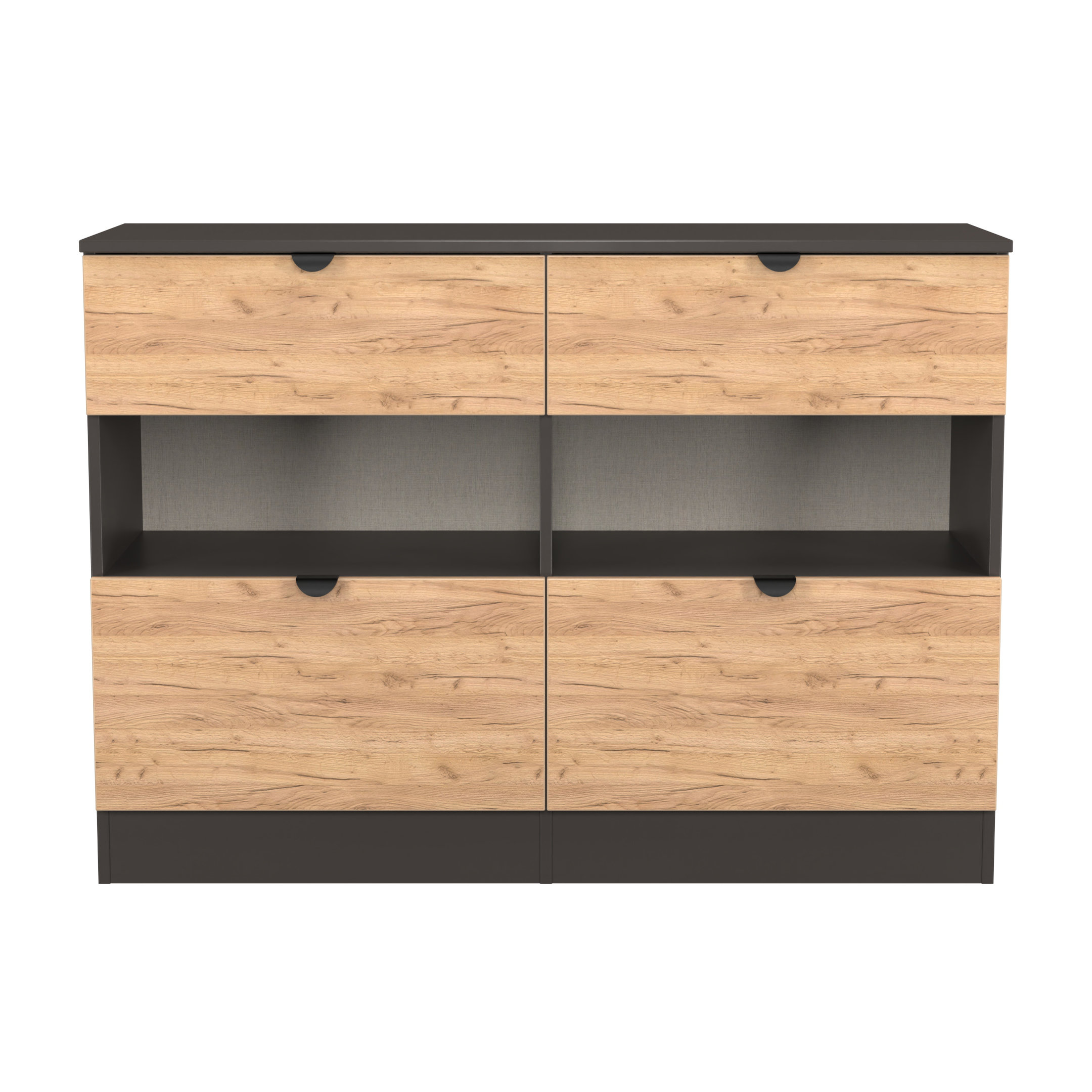 Latitude Run Bernan 4 Drawer Midi Chest in Gold Craft Oak & Graphite ...