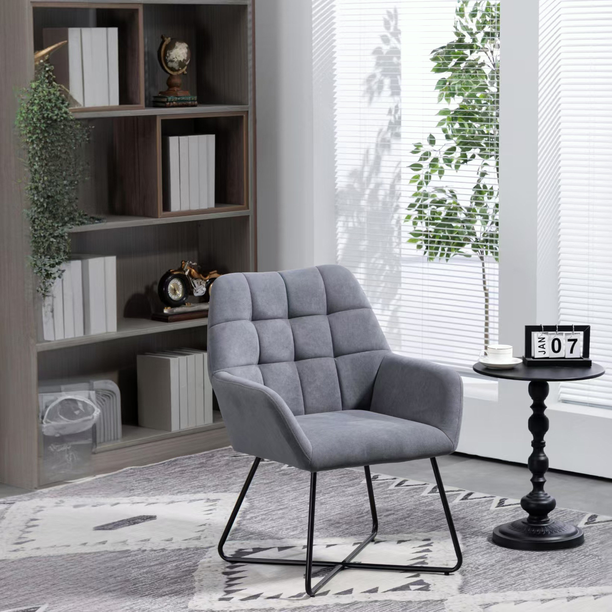 Mercer41 Modern Velvet Desk Chair Swirl Office Chair For Living Room ...