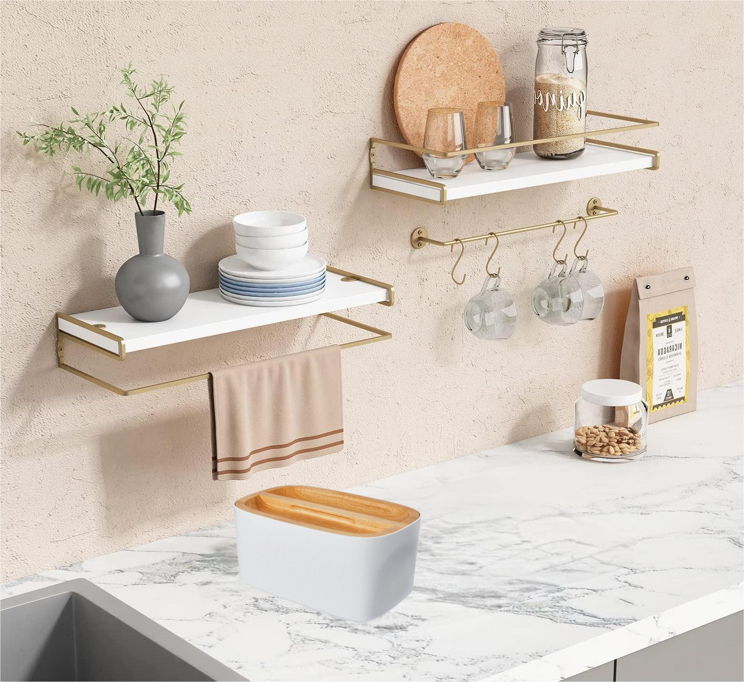 Mercer41 Set Of 2 Floating Bathroom Shelves Wall Mounted | Wayfair