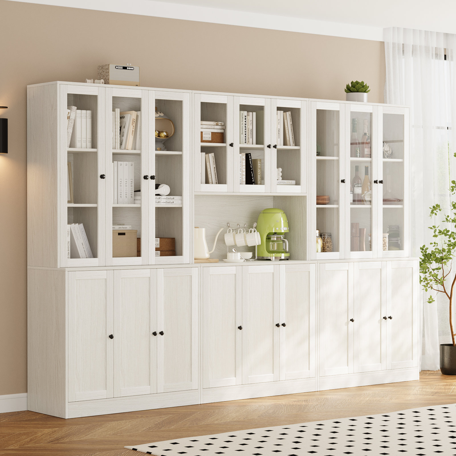 Latitude Run® White Book Cabinet Storage Bookcase, 5-Tier Modern ...