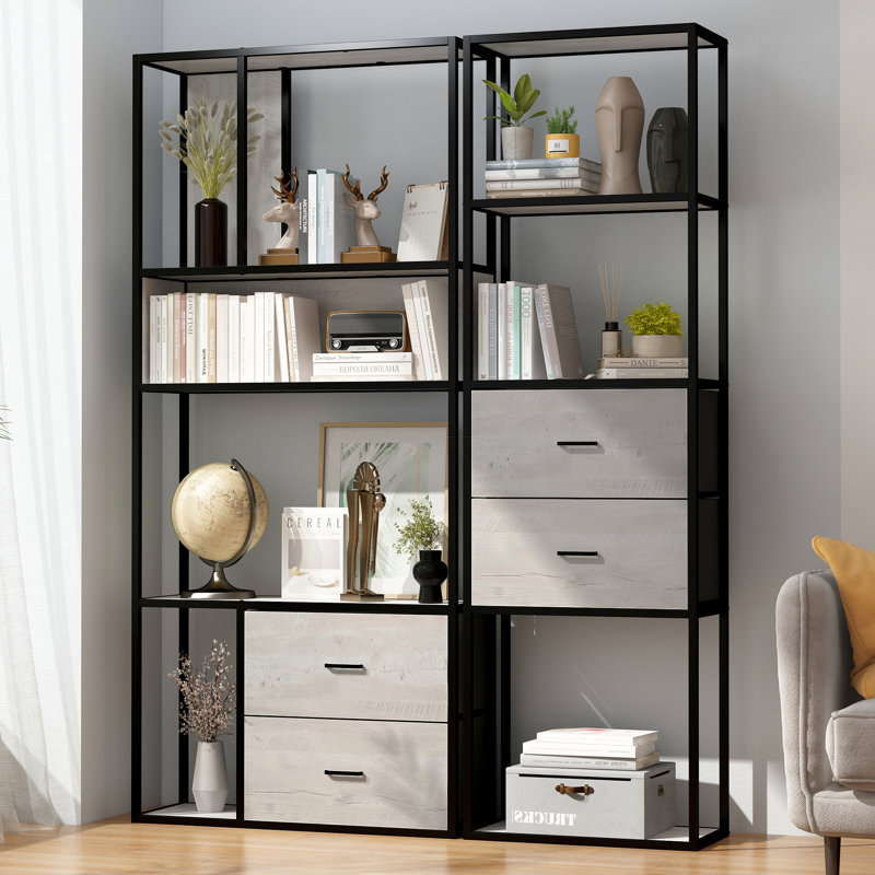17 Stories Zela 2 Piece Geometric Storage Bookcase | Wayfair