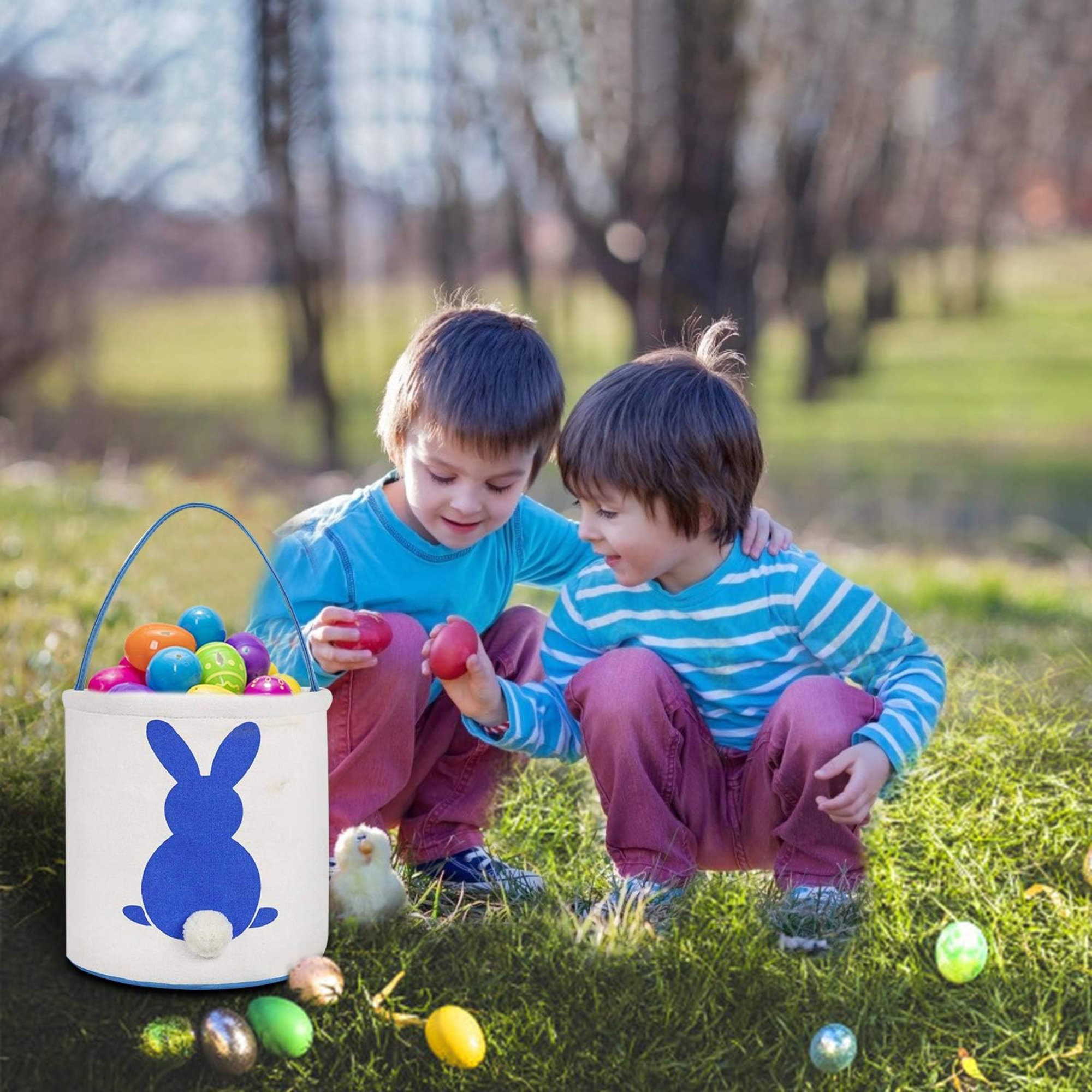 The Holiday Aisle® 3 PCS Easter Eggs Hunt Basket For Kids Canvas Bunny ...