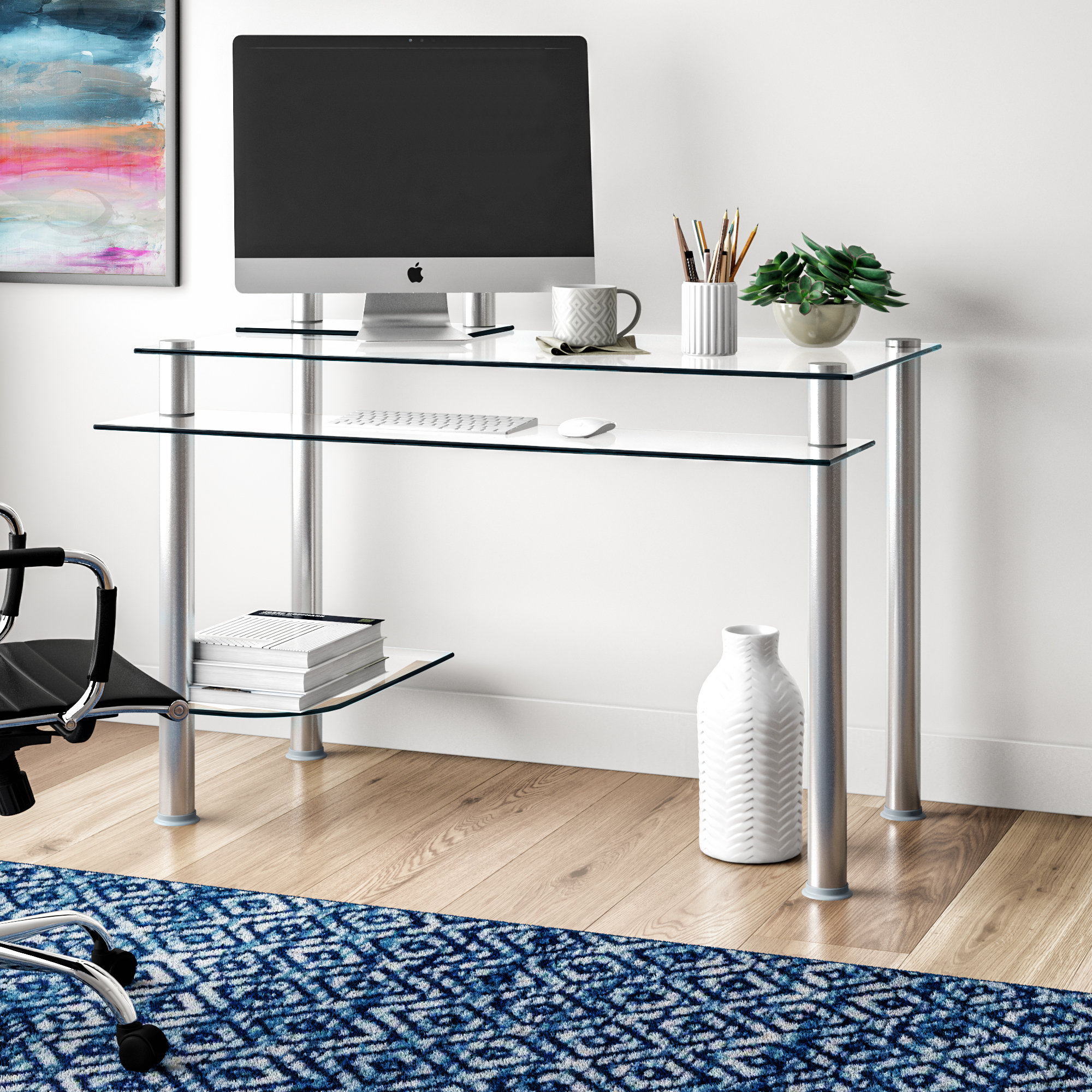 Brayden Studio® Doynton Glass Desk & Reviews | Wayfair