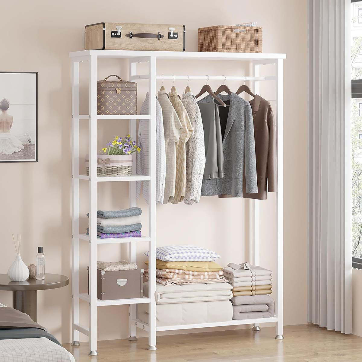 Latitude Run® Open Garment Clothing Rack, Free-Standing Heavy Duty ...