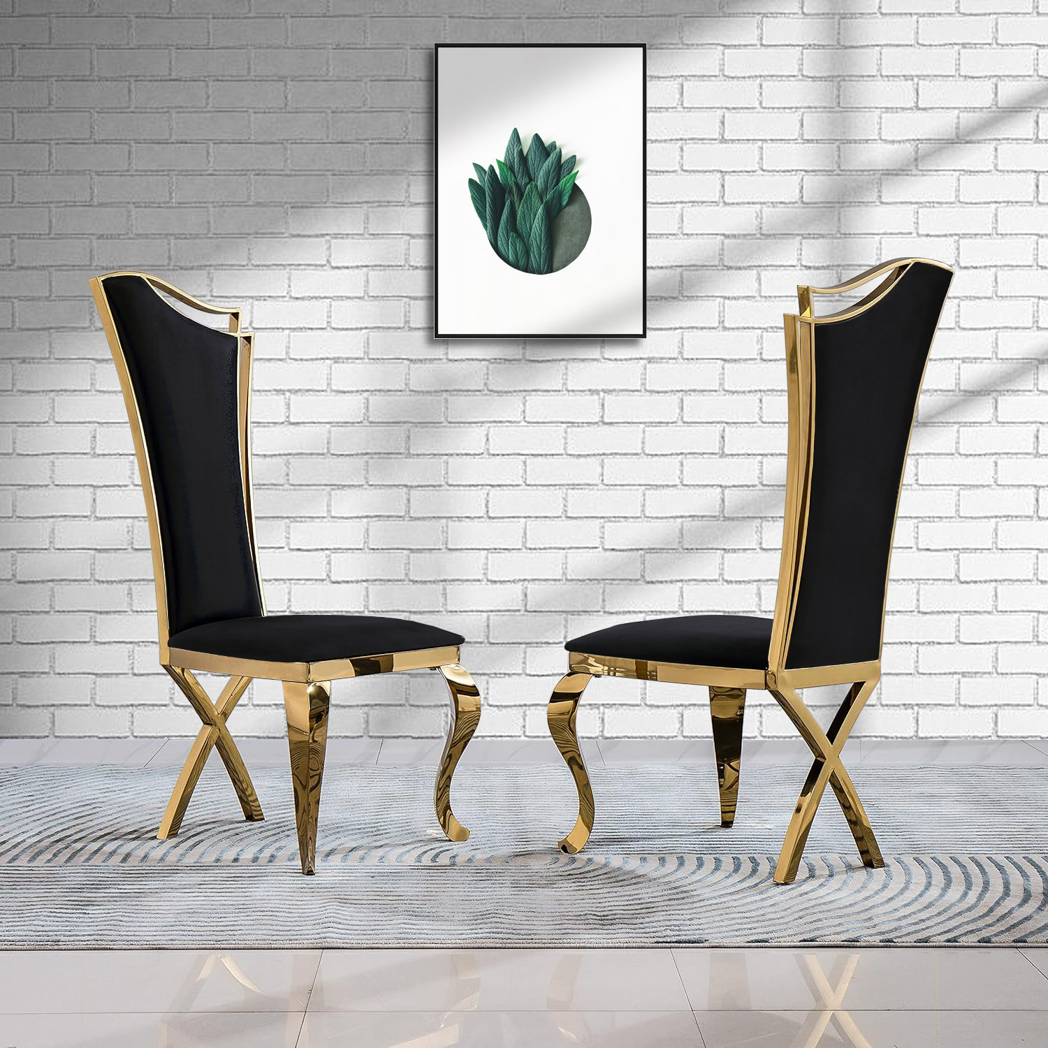 Rosdorf Park Luxury King Chairs Throne Black Velvet Dining Room Chair ...
