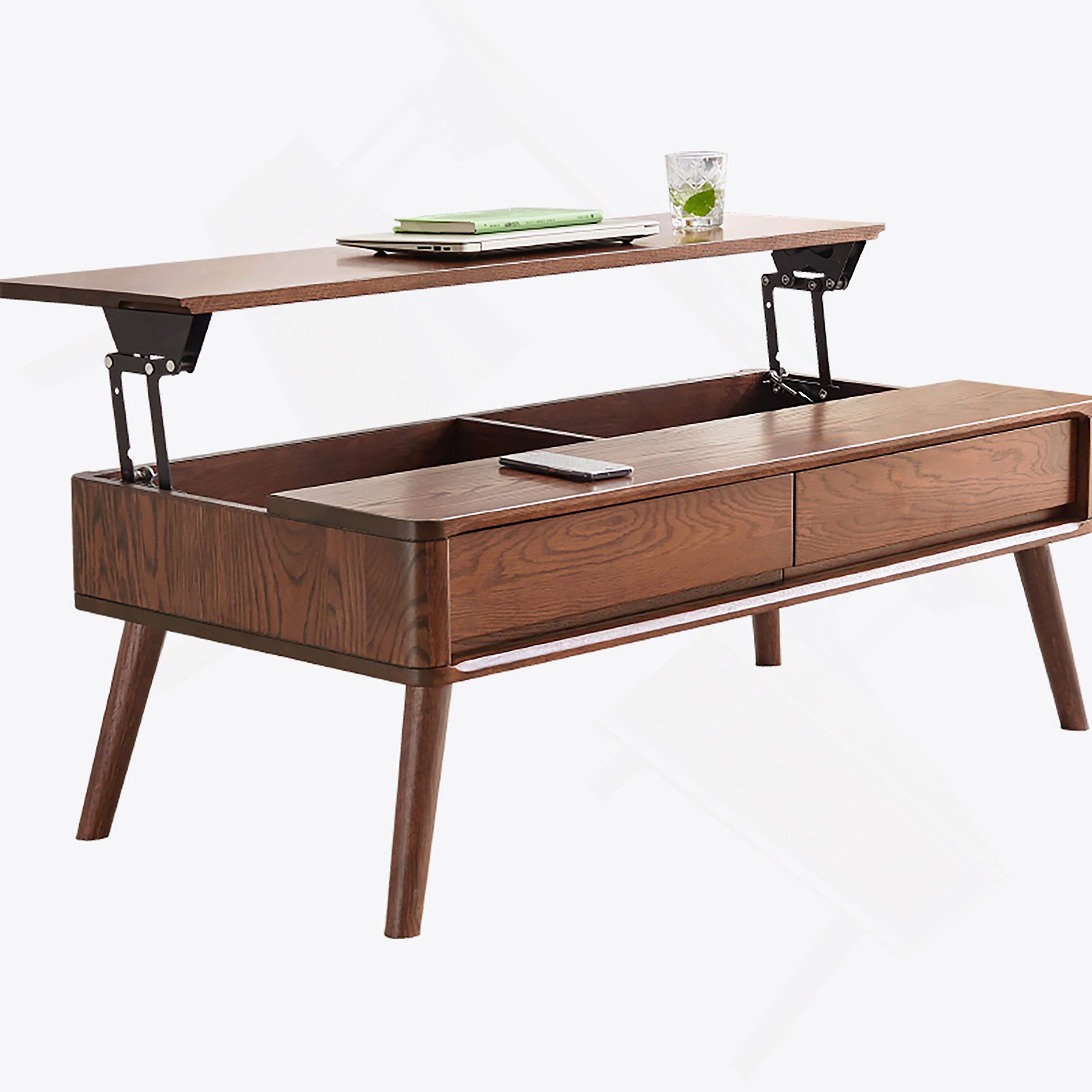Corrigan Studio® Elevating Center Table Low Table 100% Solid Oak Wood ...