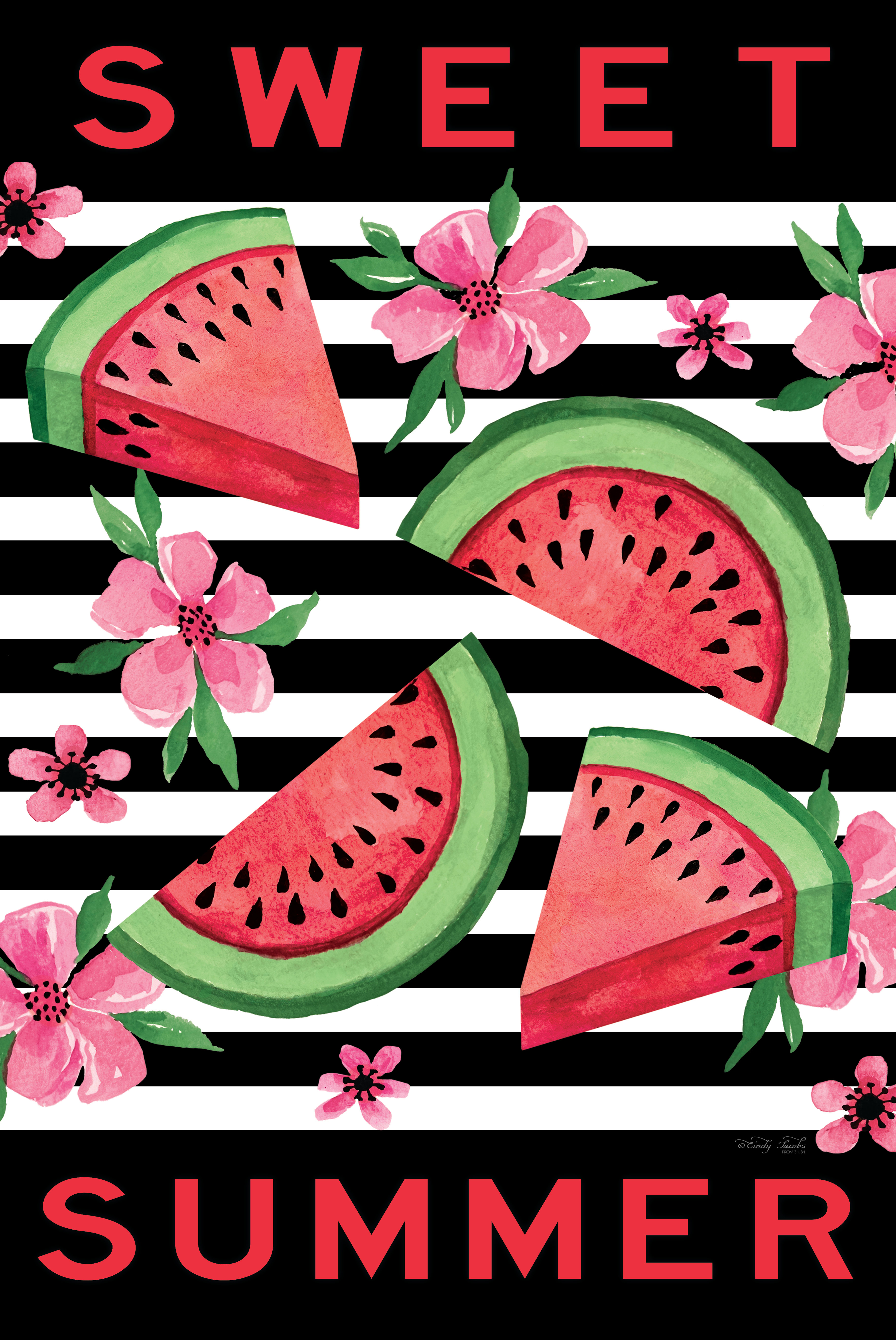 Bay Isle Home™ Summer Watermelon On Canvas by Cindy Jacobs Print | Wayfair