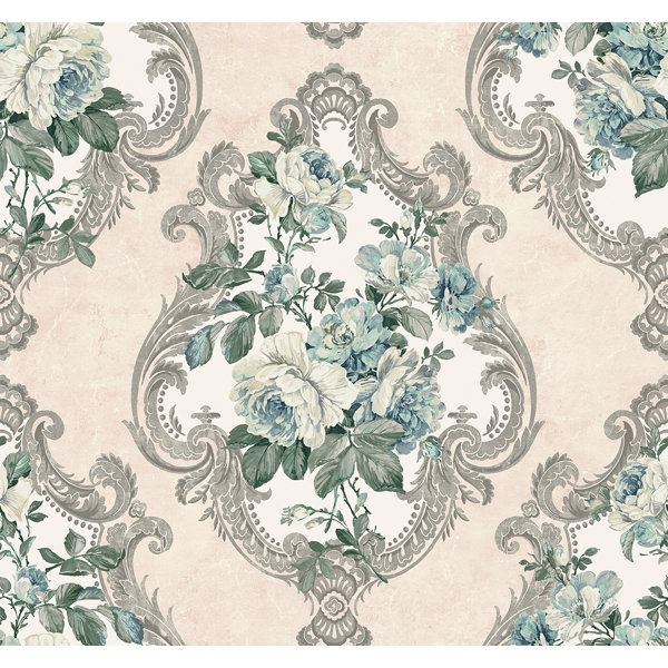 Seabrook Designs & Metallic Tyrolean Floral Cameo Unpasted Wallpaper ...
