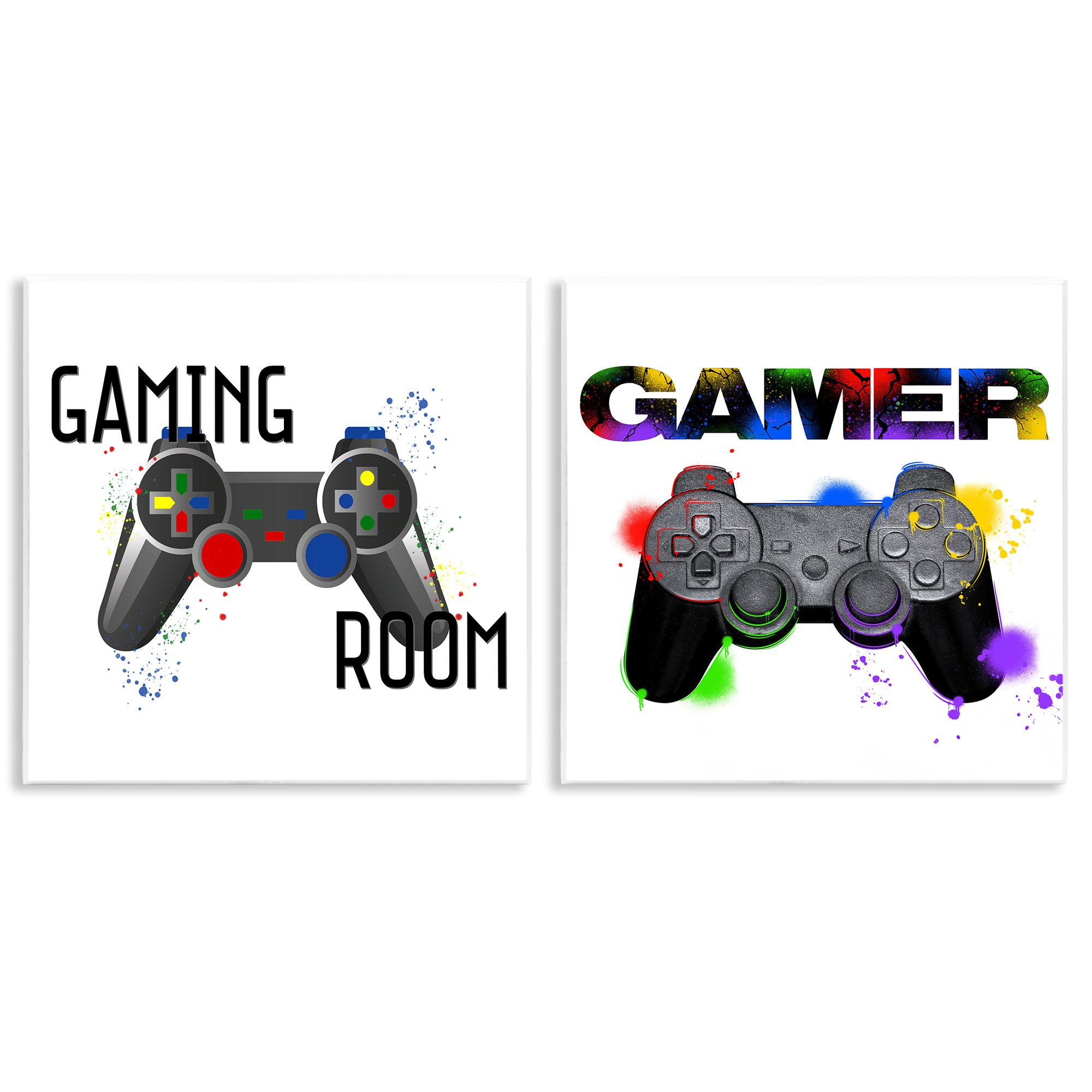 Dakota Fields Retro Gaming Room Control 2pc Wall Plaque Set, design by ...