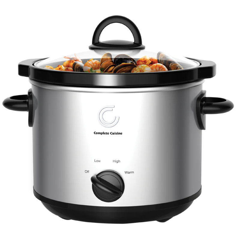 Complete Cuisine CC-3000-SL 3-Quart Round Stainless-Steel Slow Cooker ...