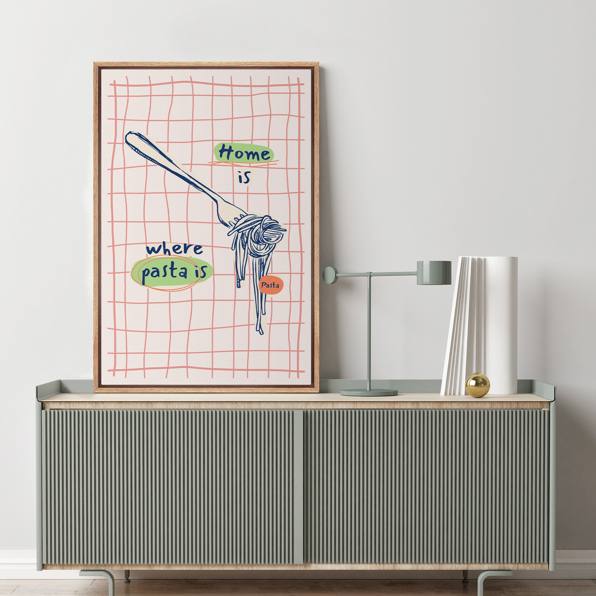 wall26 Pink Pasta Club Kitchen Kitchen Poster Pasta Lover Pasta Lover ...