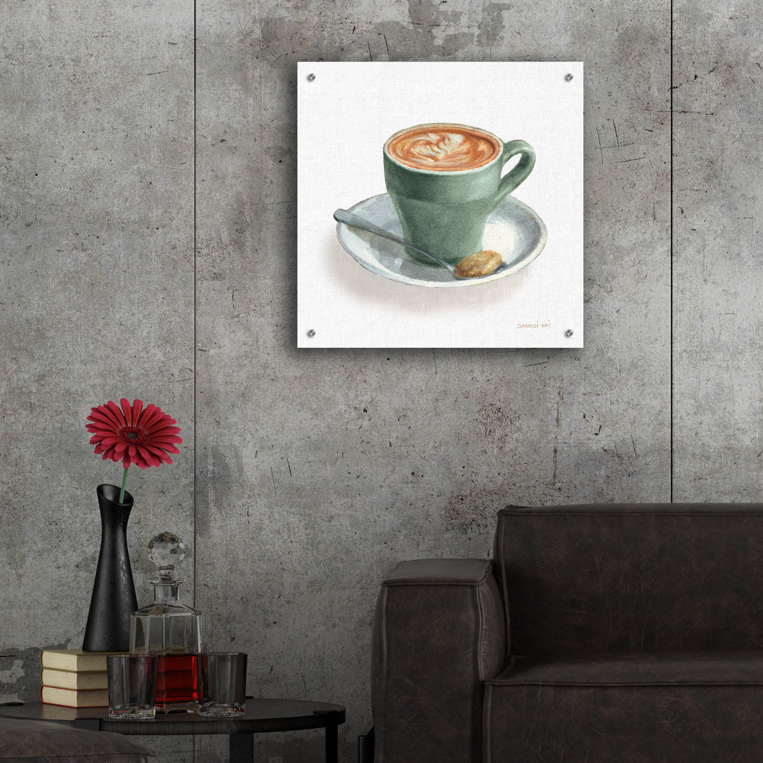Lark Manor™ 'Wake Up Coffee 2 Linen Sage' by Danhui Nai Acrylic Glass ...