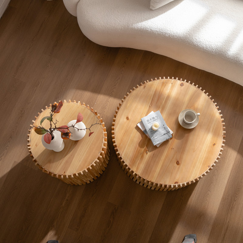 Union Rustic Retro Fashion Style Cylindrical Coffee Table with Vertical ...