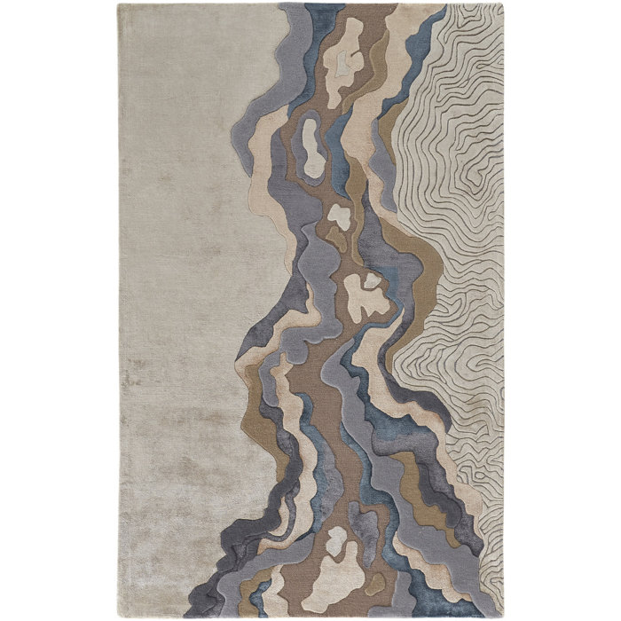 Orren Ellis Hand Tufted Wool Abstract Rug | Wayfair