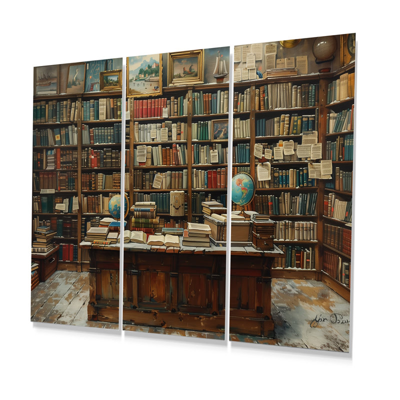 Lark Manor™ Brown Beige Vintage Library Books Wonder - Libraries Wall ...