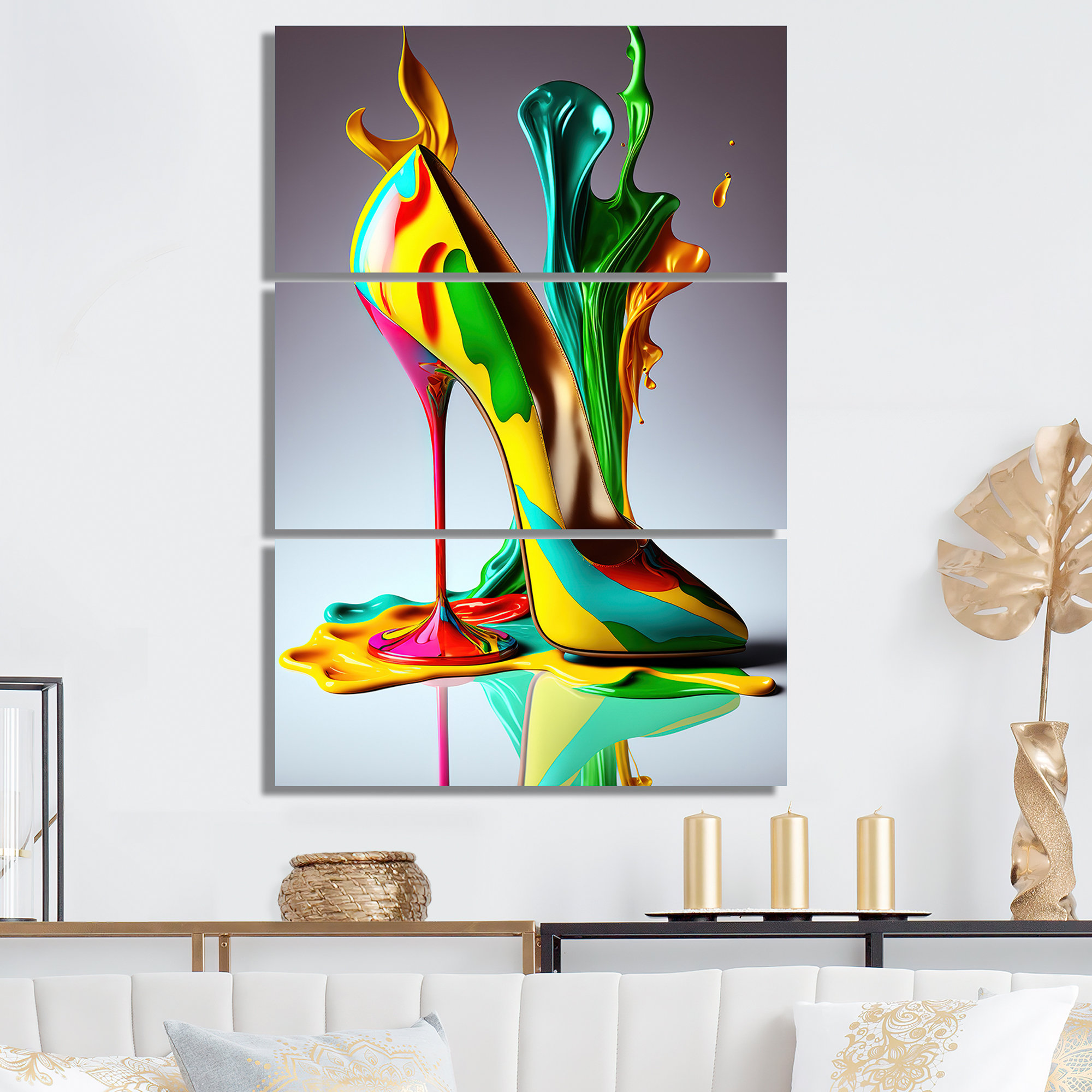 Orren Ellis Moneke Multicolor Glass High Heel Shoe III 3 Pieces | Wayfair