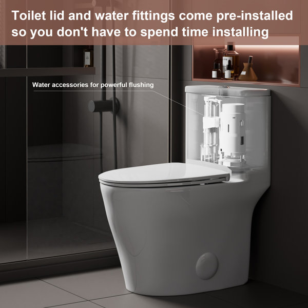 SUPERFLO Elongated Modern Toilet with Comfort Seat Height 17.3 ...