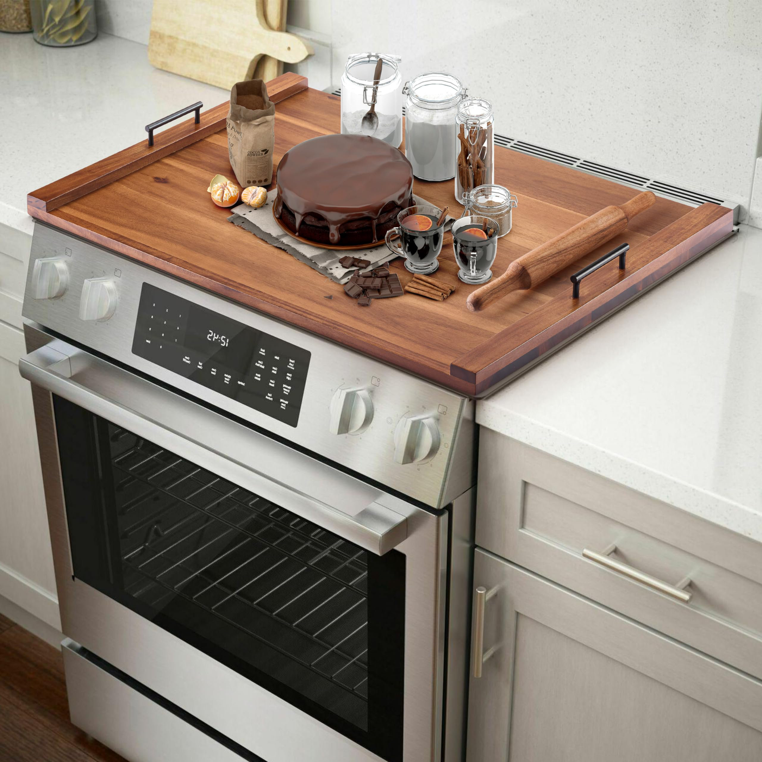 Rainbow Home Acacia Stove Top Covers For Electric Stove - Noodle Board ...