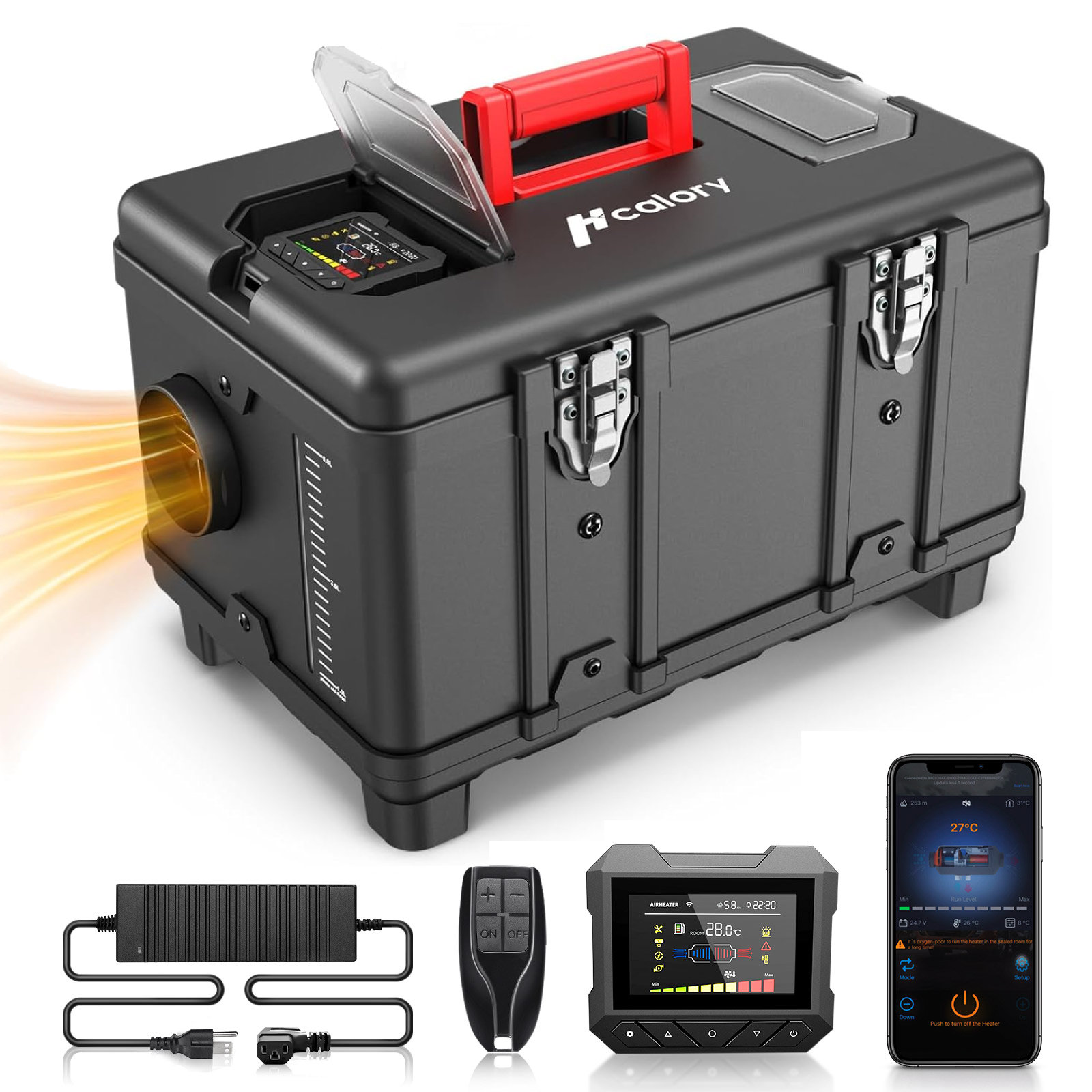 Hcalory Space Heater, 8KW Diesel Air Heater 110V AC & 12V DC 6L Fuel ...