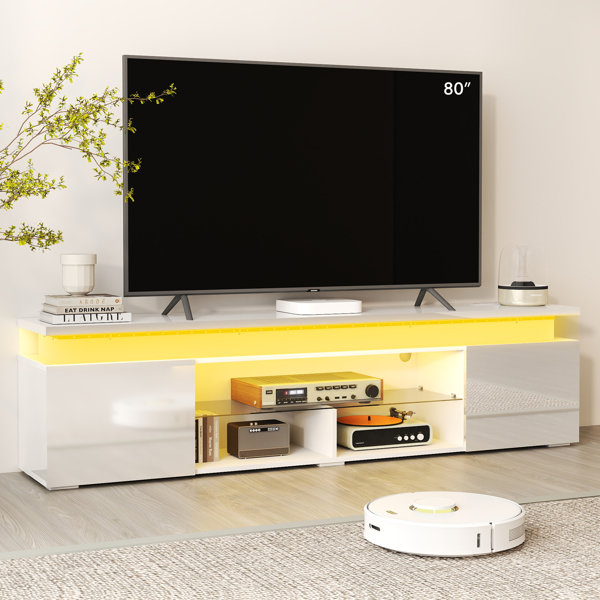 Wrought Studio™ Modern TV Stand with RGB LED Lights for TVs up to 75 80 ...