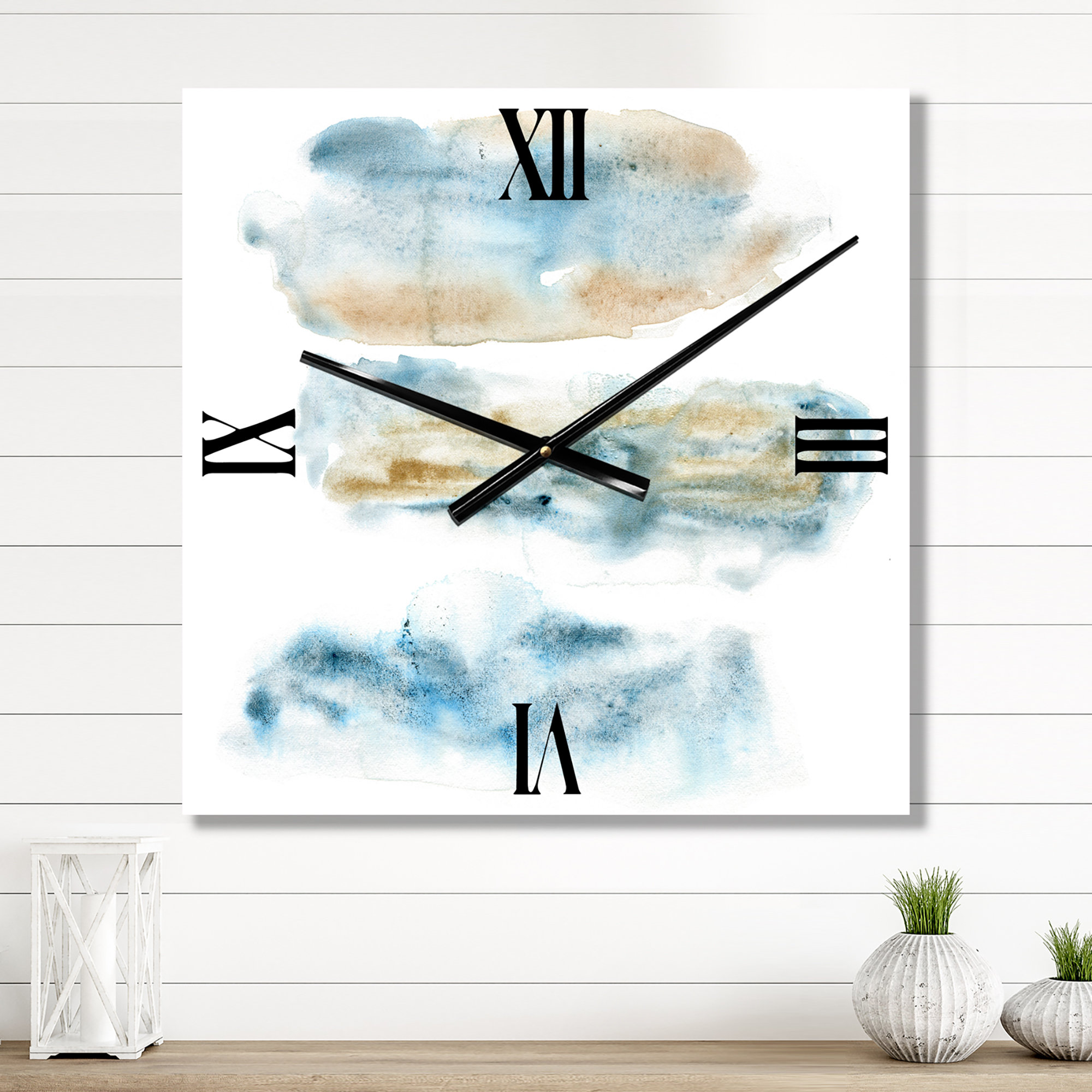 East Urban Home Abstract of Dark Blue Clouds III - Modern Wall Clock ...