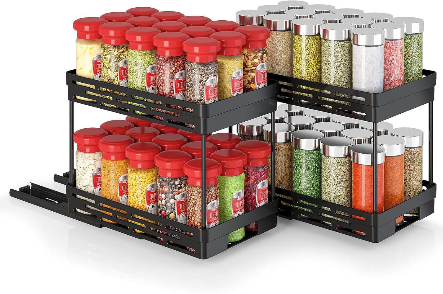 Latitude Run® Pull Out Spice Rack Organizer for Cabinet, 2 Pack Widen ...