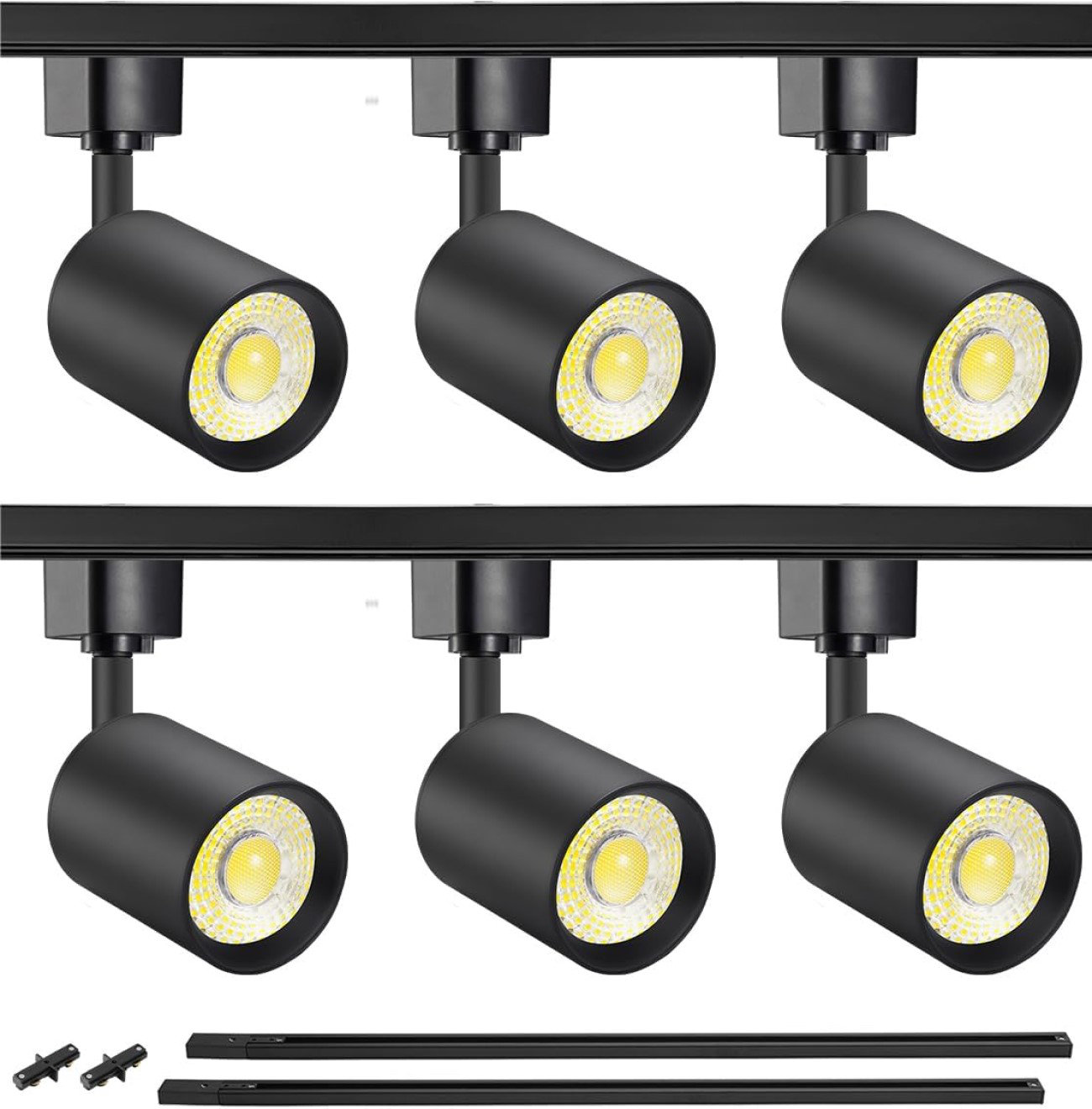BONLOD 6-Light LED Track Lighting Kit With 6.6FT H Type Track Rails ...