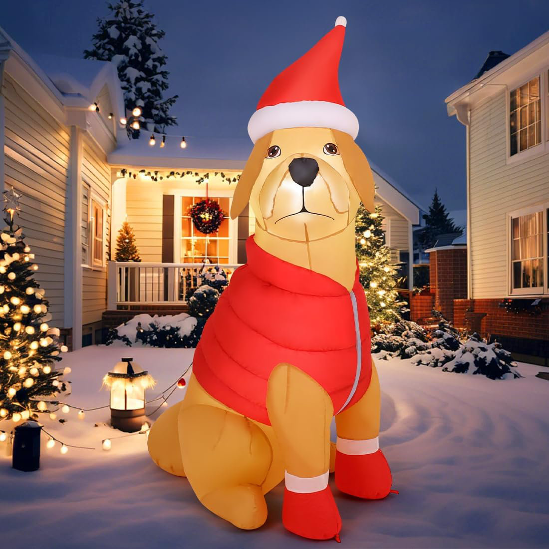 The Holiday Aisle® 5.5 FT Christmas Inflatables Dog Outdoor Decorations ...