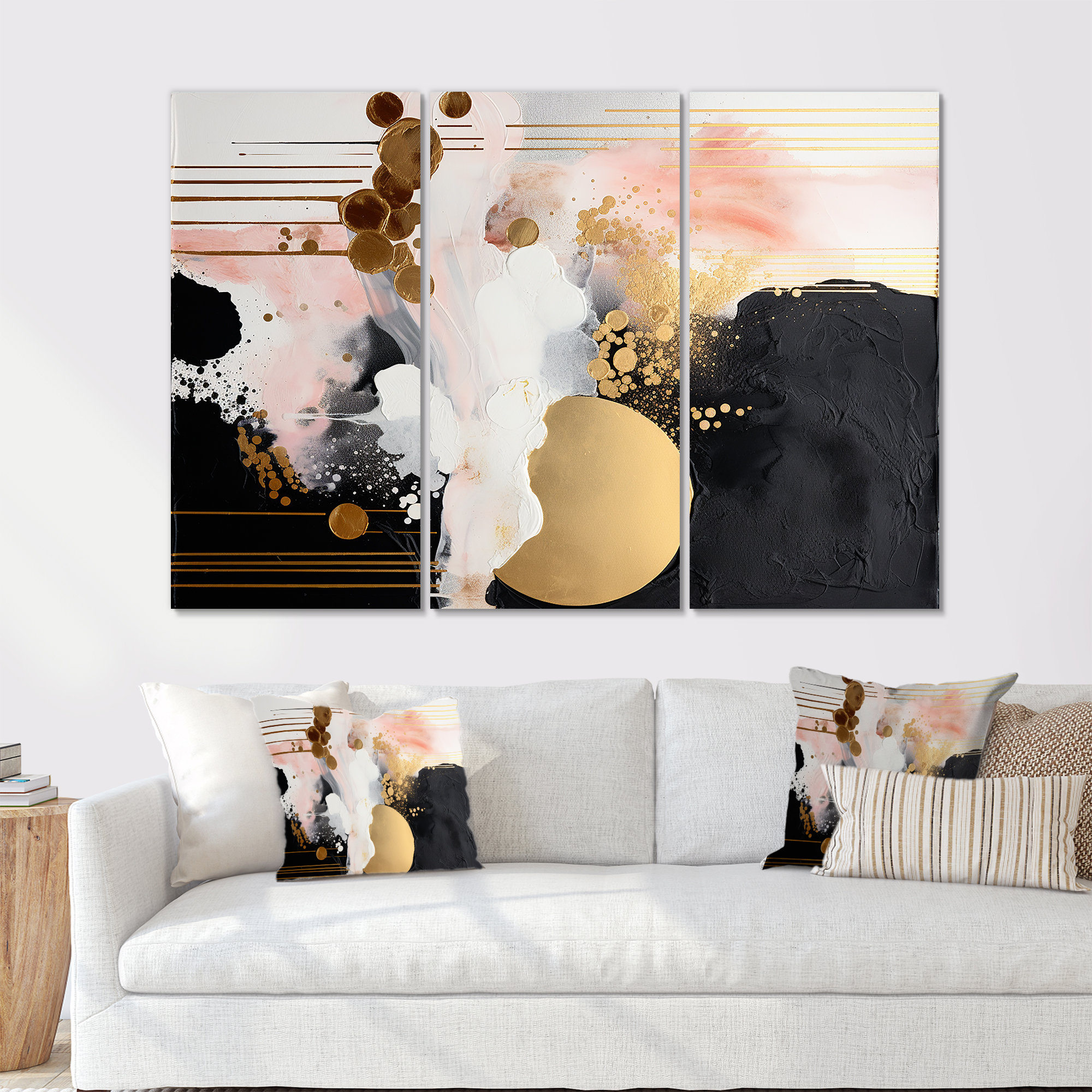 Mercer41 Golden Full Moon Rising - Abstract Landscape Wall Art Decor ...