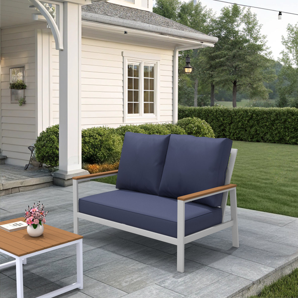 Hokku Designs Outdoor Loveseat Cushion, Deep Seat/Back Replacement ...