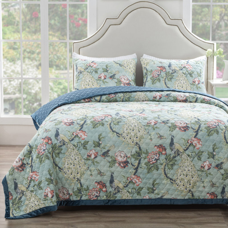 Greenland Home Fashions Pavona Vintage Peacock Quilt Set & Reviews ...