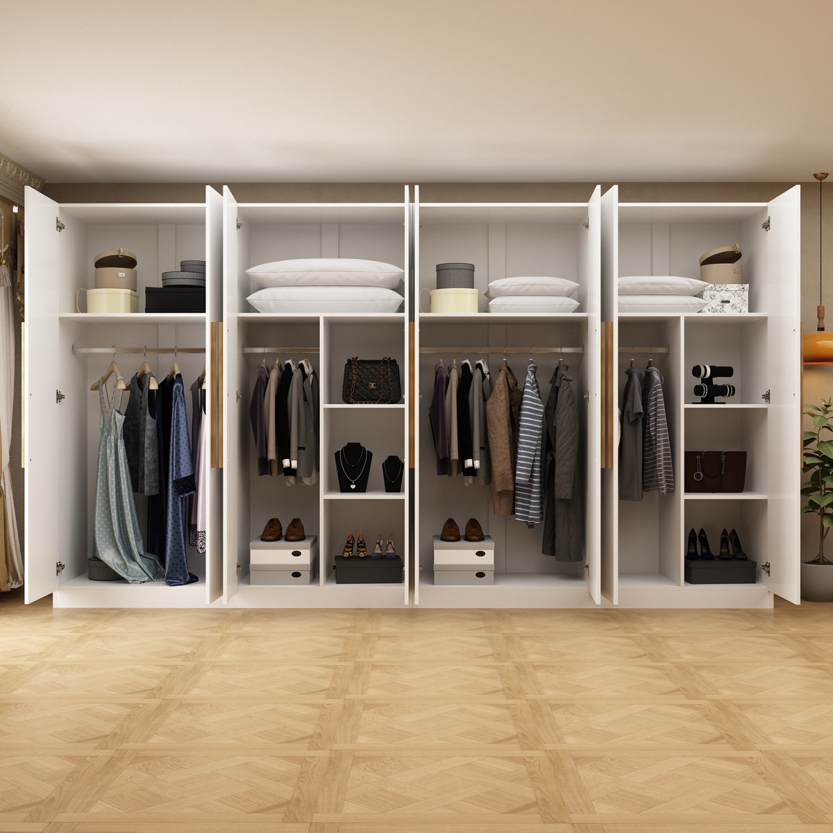 Latitude Run® Braisen 126”W 8 Door Wardrobe & Reviews - Wayfair Canada