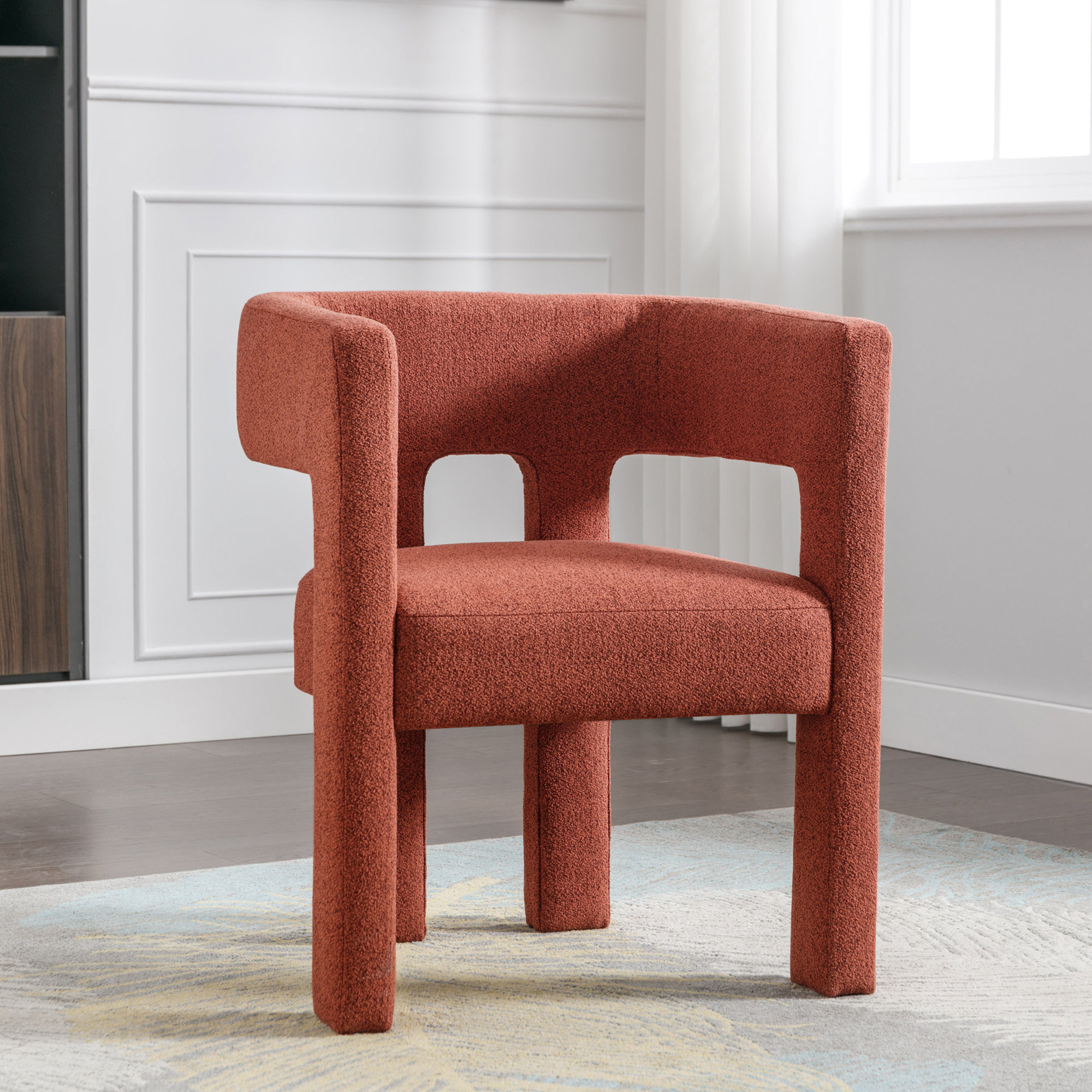 Orren Ellis Guada Linen Arm Chair,Upholstered Accent Chair Dining Chair ...