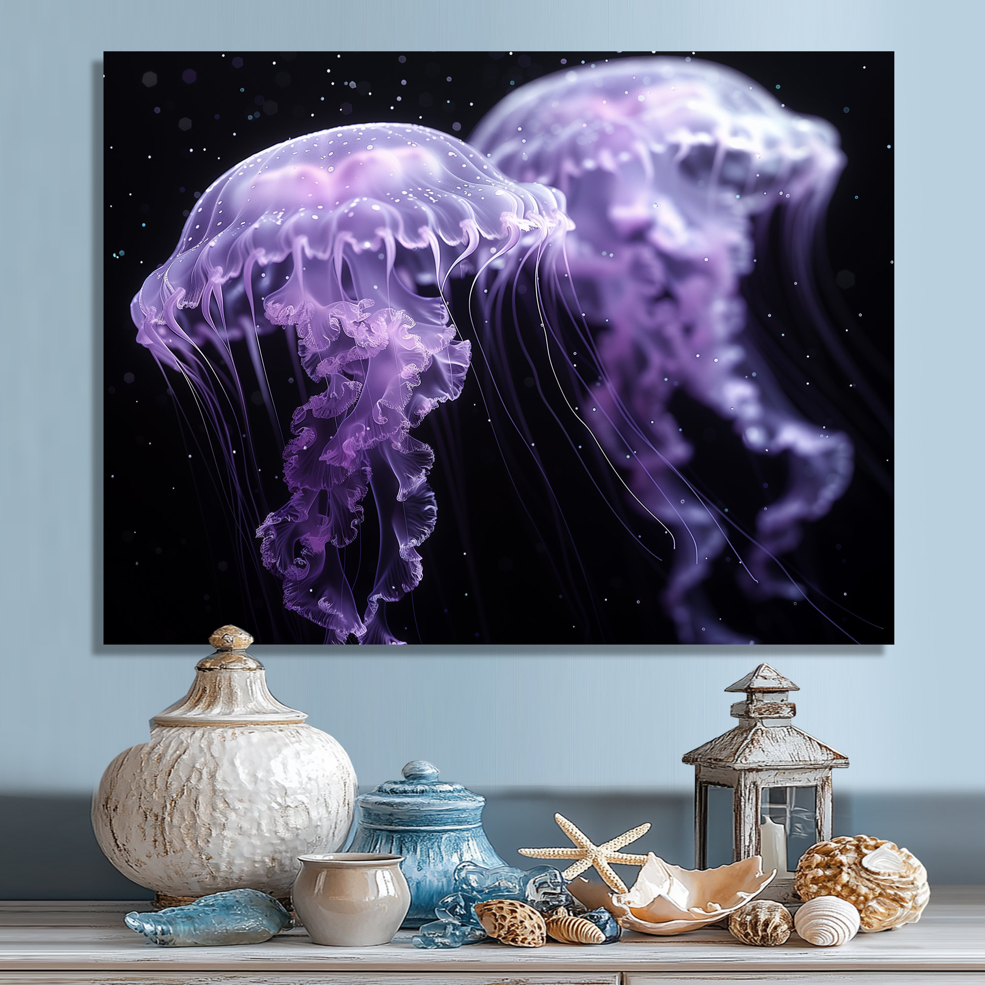 Beachcrest Home™ Purple And Black Jellyfish Dance I - Sea Creatures ...