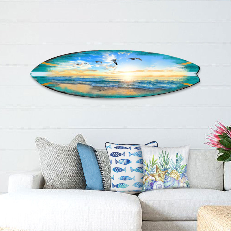 Designocracy Sunset Surfboard Diminutive Door Mural | Wayfair
