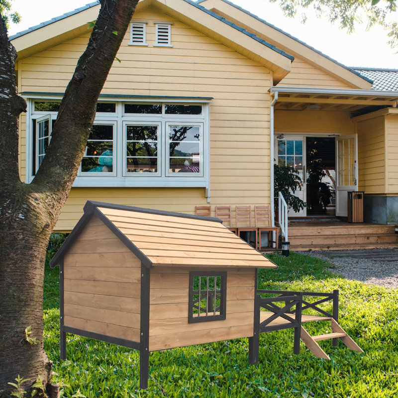 Tucker Murphy Pet™ Dannah Outdoor Brown Wood Dog House, Wooden Dog ...