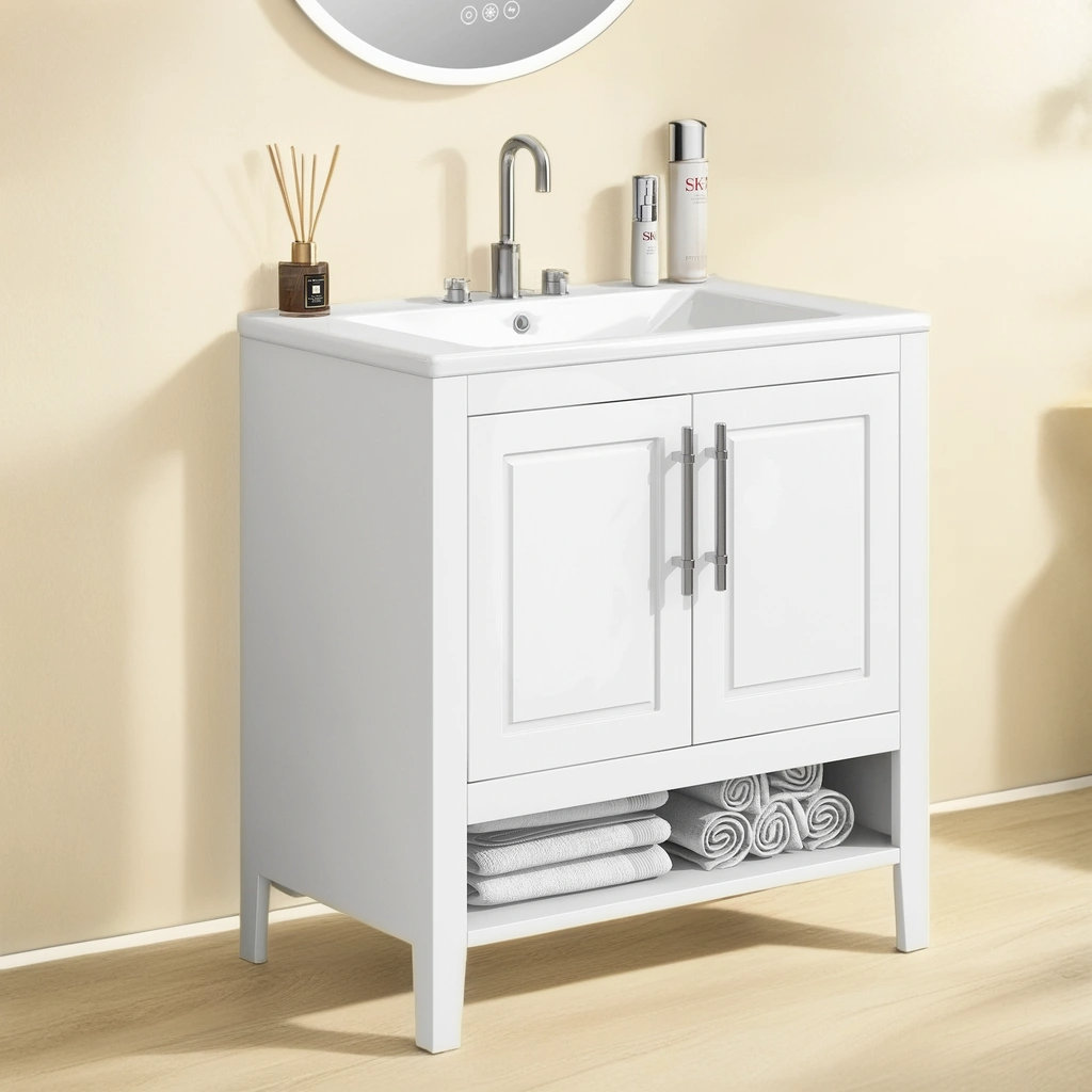 Olde Homey Styles 30"Bathroom Vanity Featuring Solid Frame, MDF Board ...