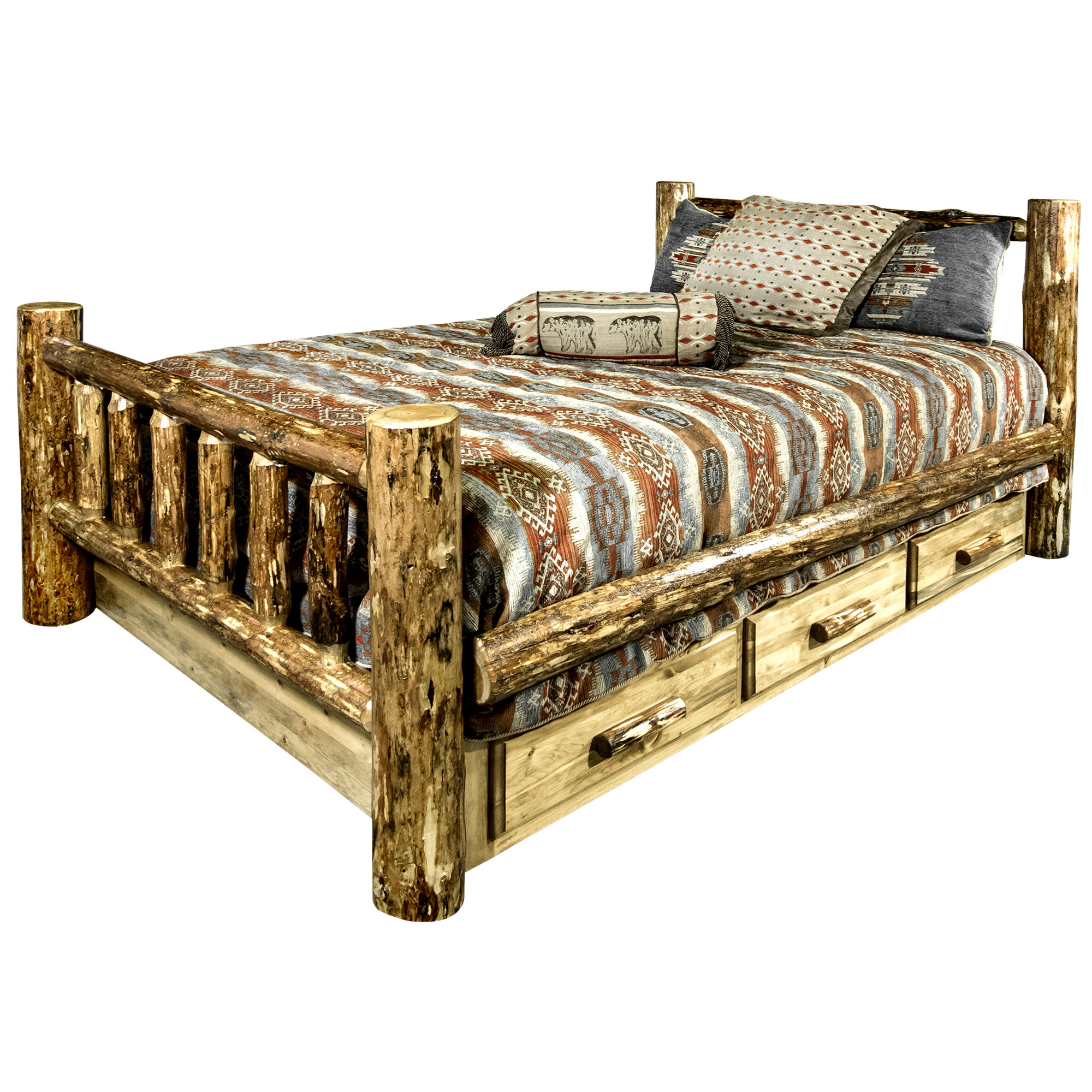 Loon Peak Montana Collection Lodge Pole Pine Storage Bed & Reviews ...