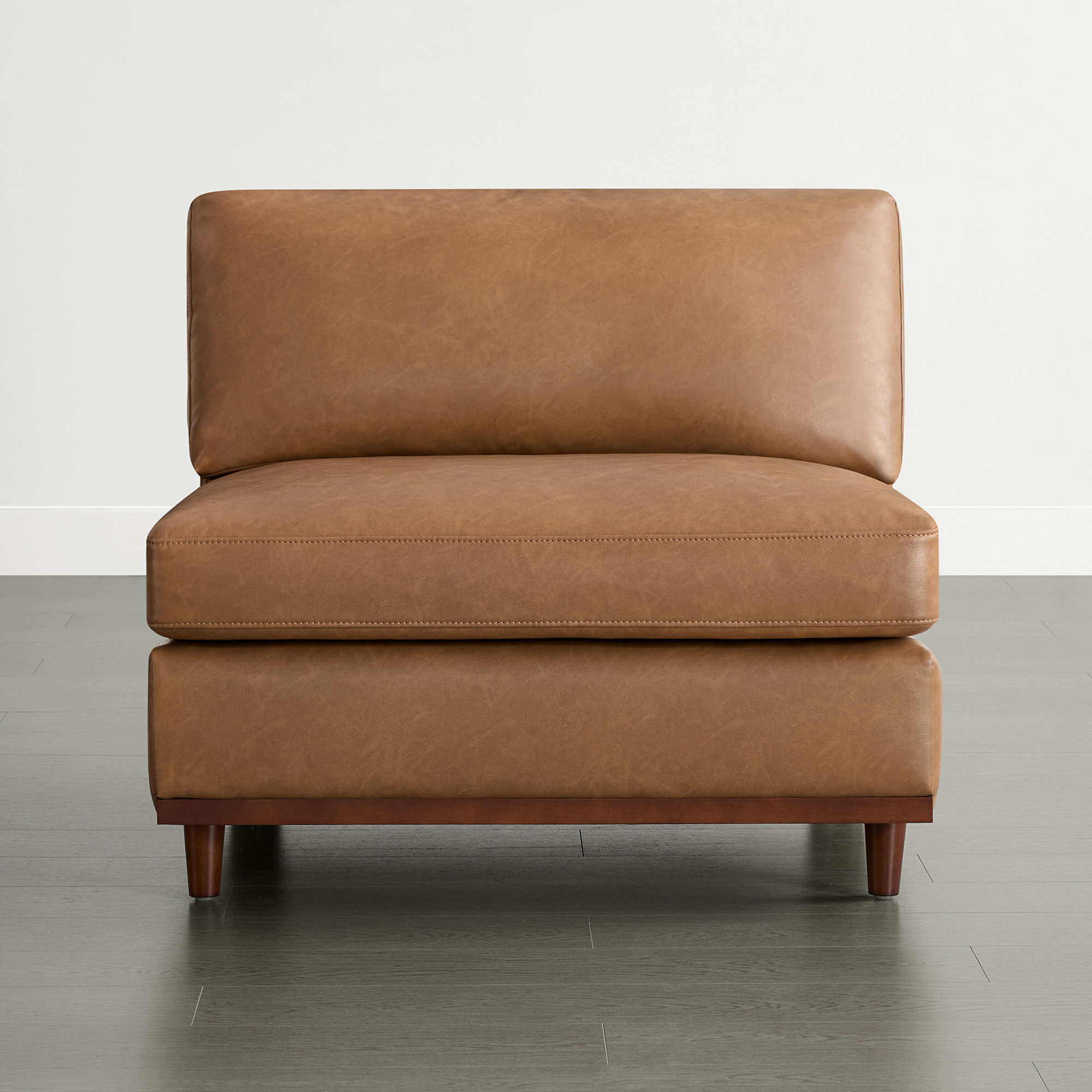 CHITA Laima 35"W Overstuffed Feather-Blend Faux Leather Armless Chair ...
