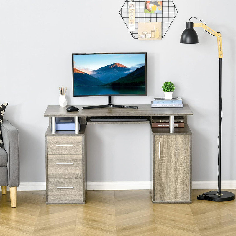 Latitude Run® Computer Cabinet with Keyboard Tray and Storage Drawers ...